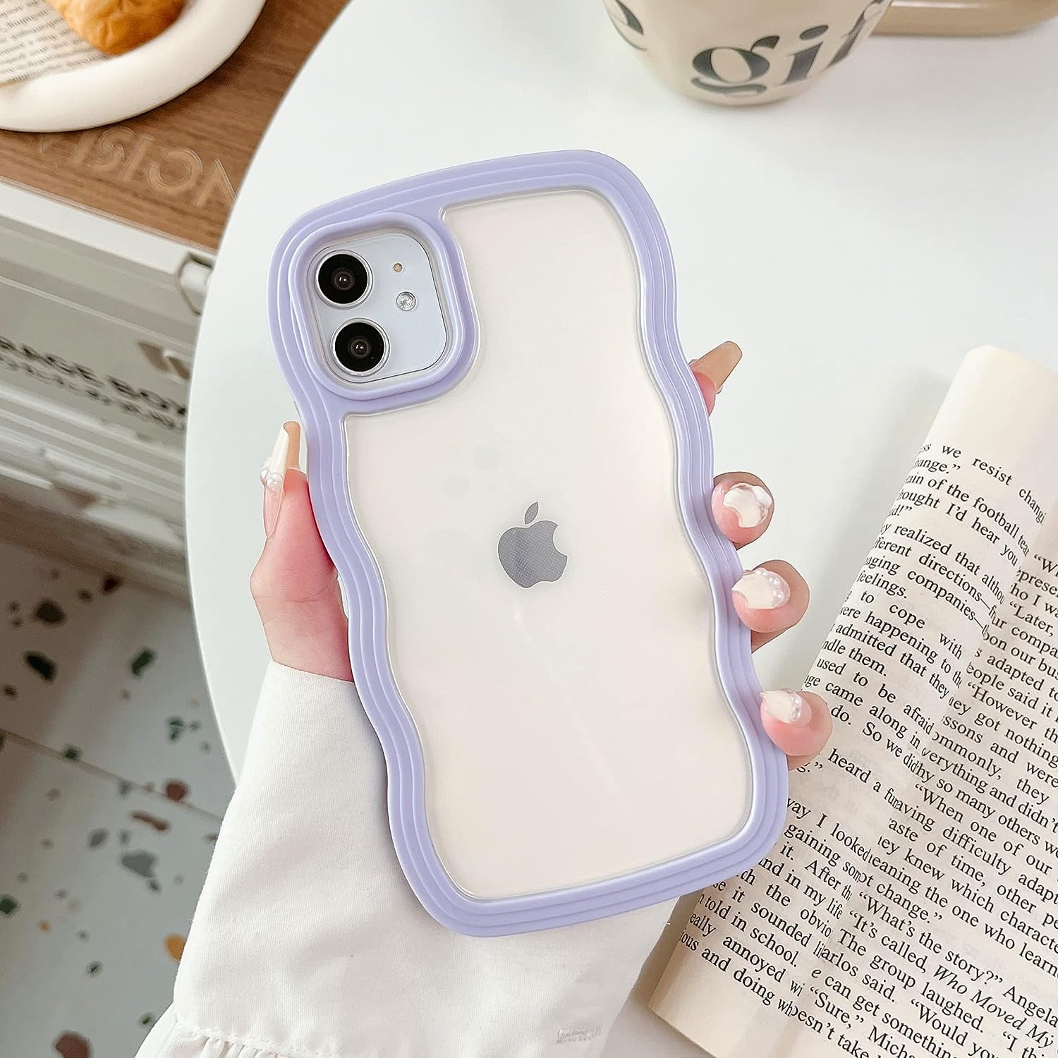 for iPhone 12 Case iPhone 12 Pro Case, Curly Wave Frame Cute Phone Case ...