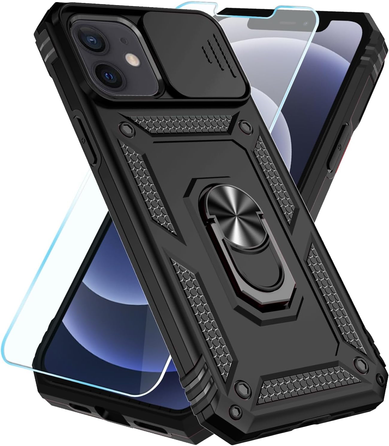 for iPhone 12 Case, iPhone 12 Pro Case with HD Screen Protector & Slide ...