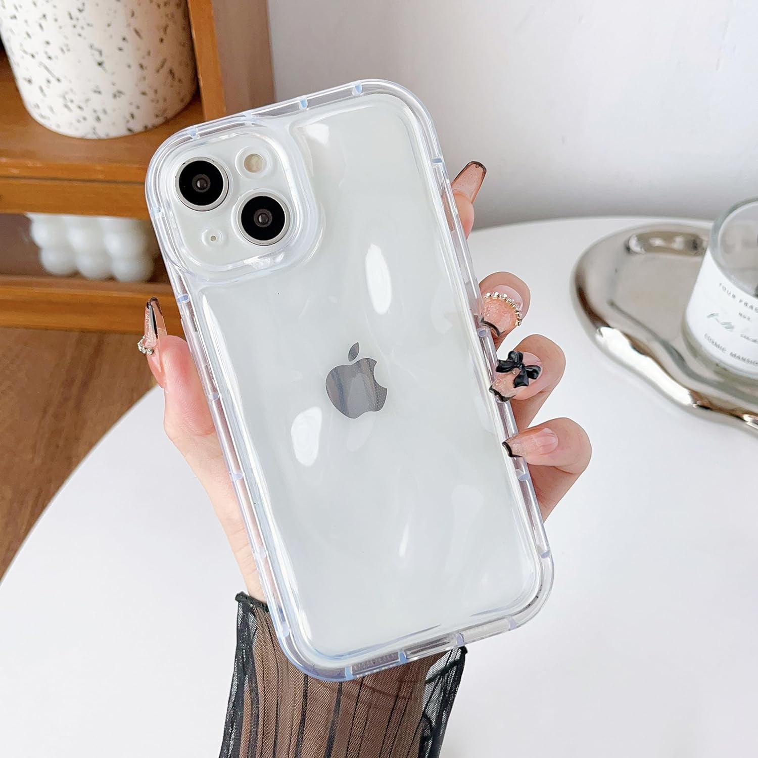 for iPhone 12 Case,Transparent Clear Candy Color 3D Meteorite Pattern ...