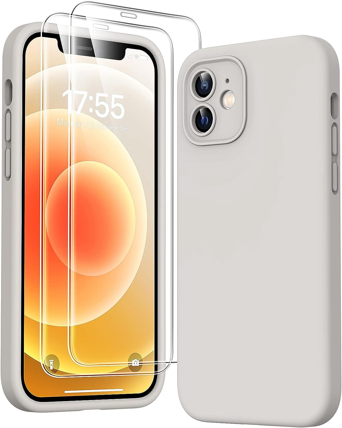 for iPhone 12 Case, [Upgraded Camera Protection] Liquid Silicone Phone ...