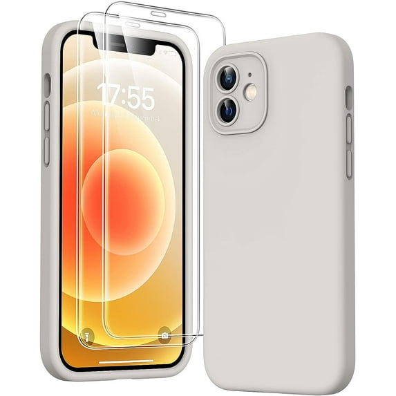 for iPhone 12 Case, [Upgraded Camera Protection] Liquid Silicone Phone ...