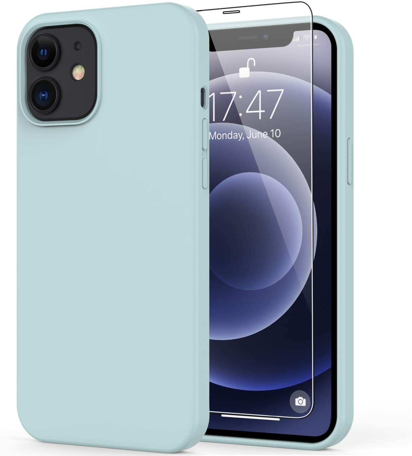 iPhone 12/12 Pro Case, Silicone Gel Rubber, Screen Protector, Slim ...