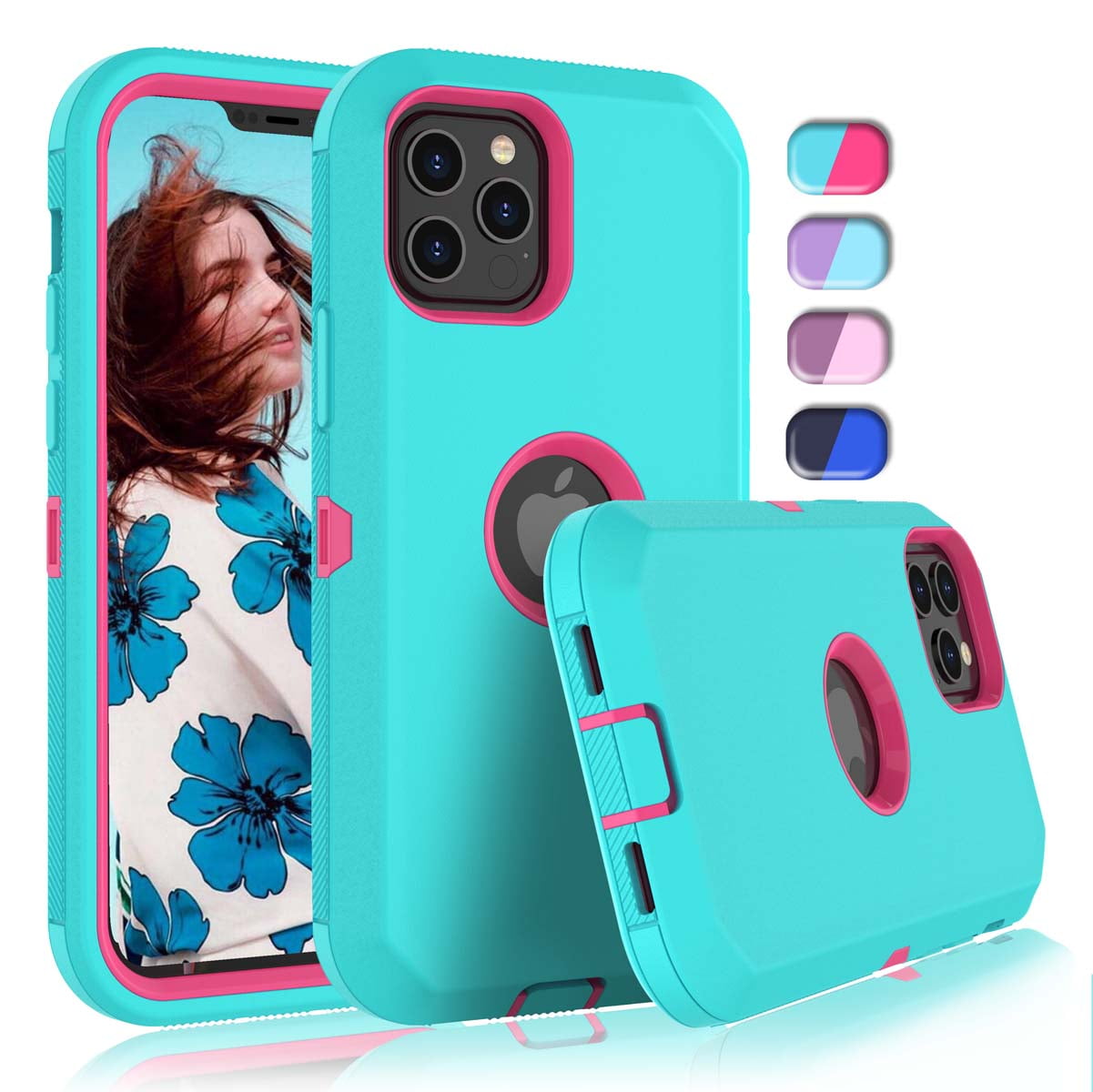 Tekcoo iPhone 12 Pro/12 6.1" Case, 3-in-1 Heavy Duty Armor, Full-Body ...