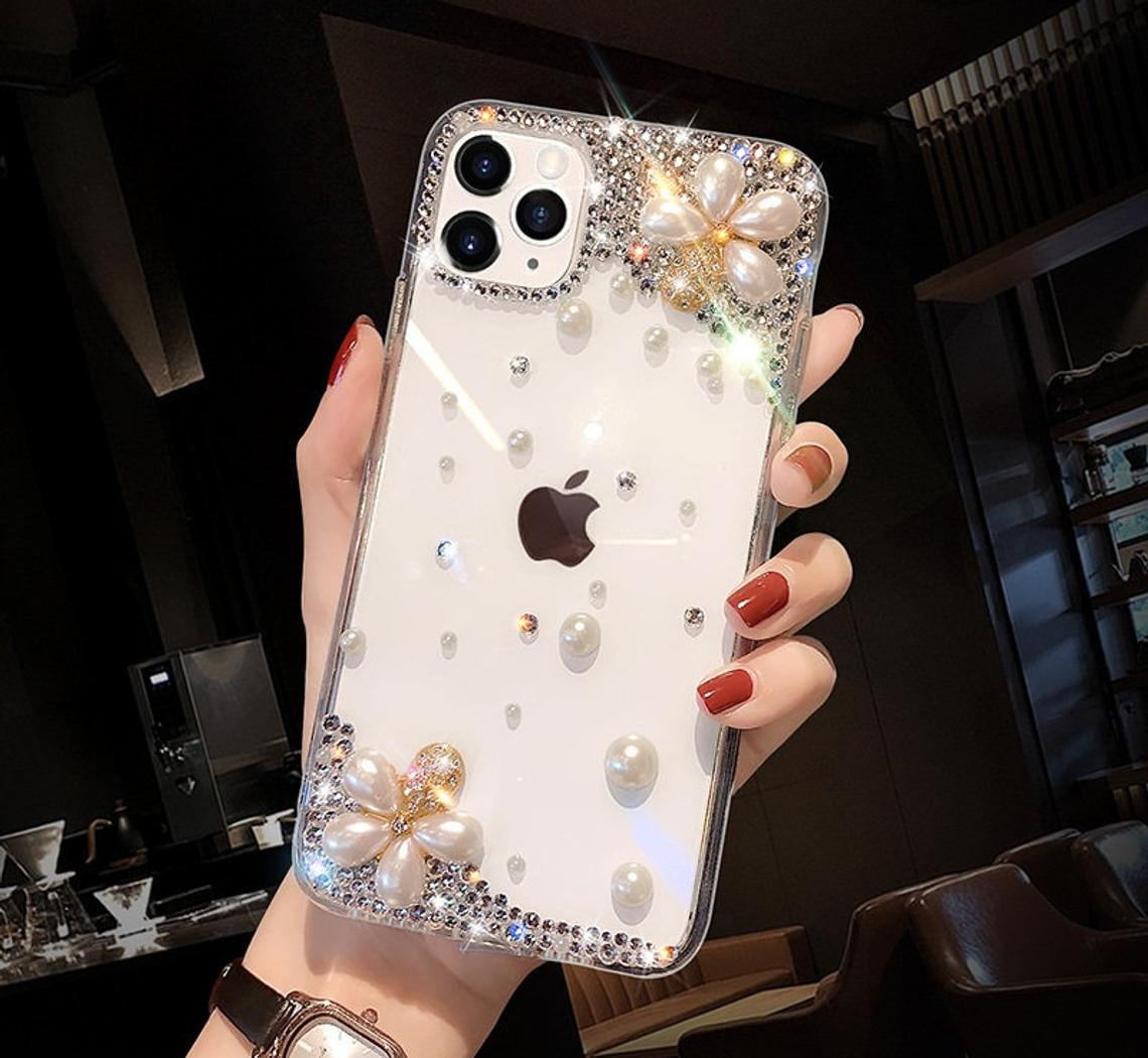 iPhone 12 Mini Case, GMYLE Jewelry Luxury Diamond Flower Silicone Clear ...