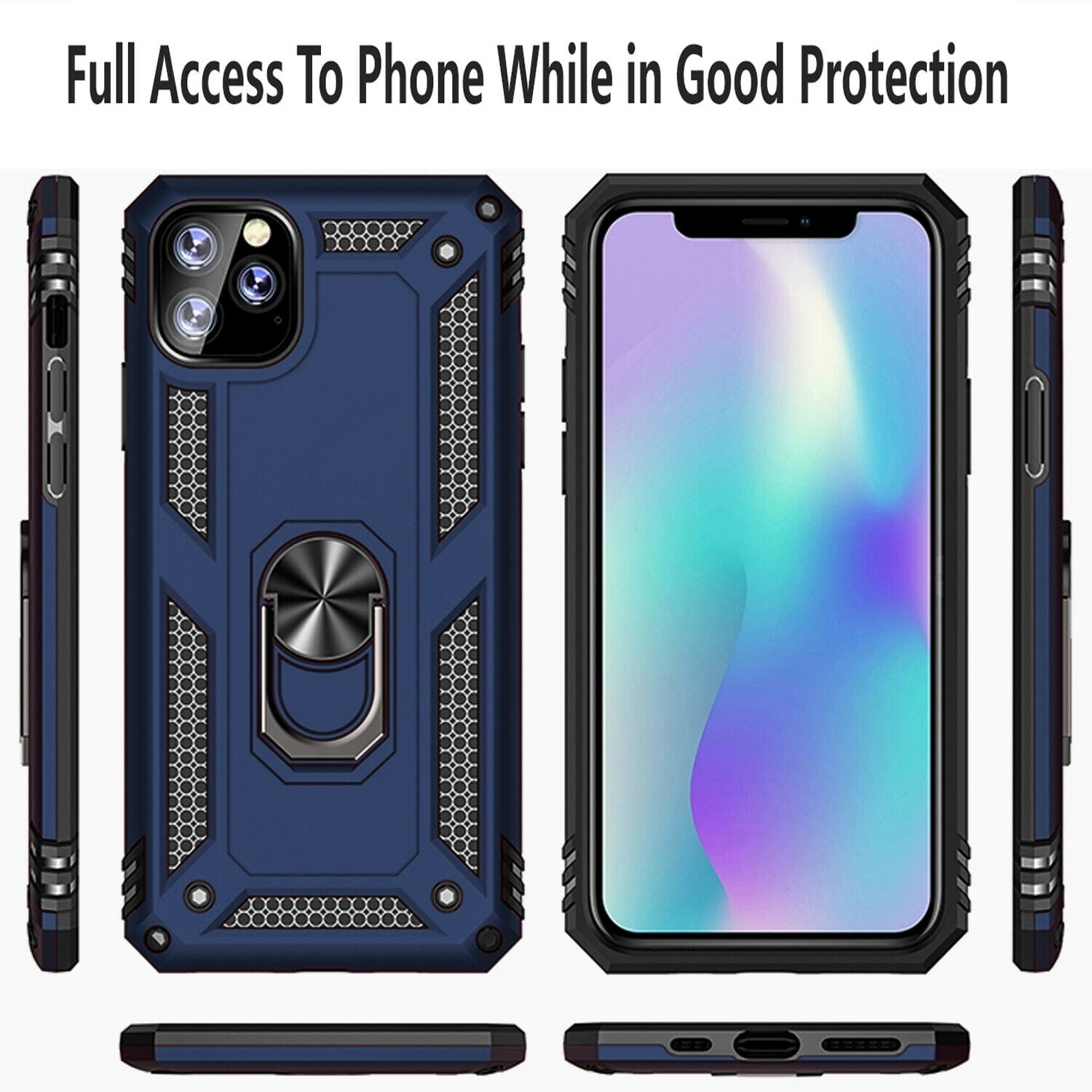 iPhone 12 Mini Case, STARSHOP Drop Protection Ring Kickstand Cover- Ink ...