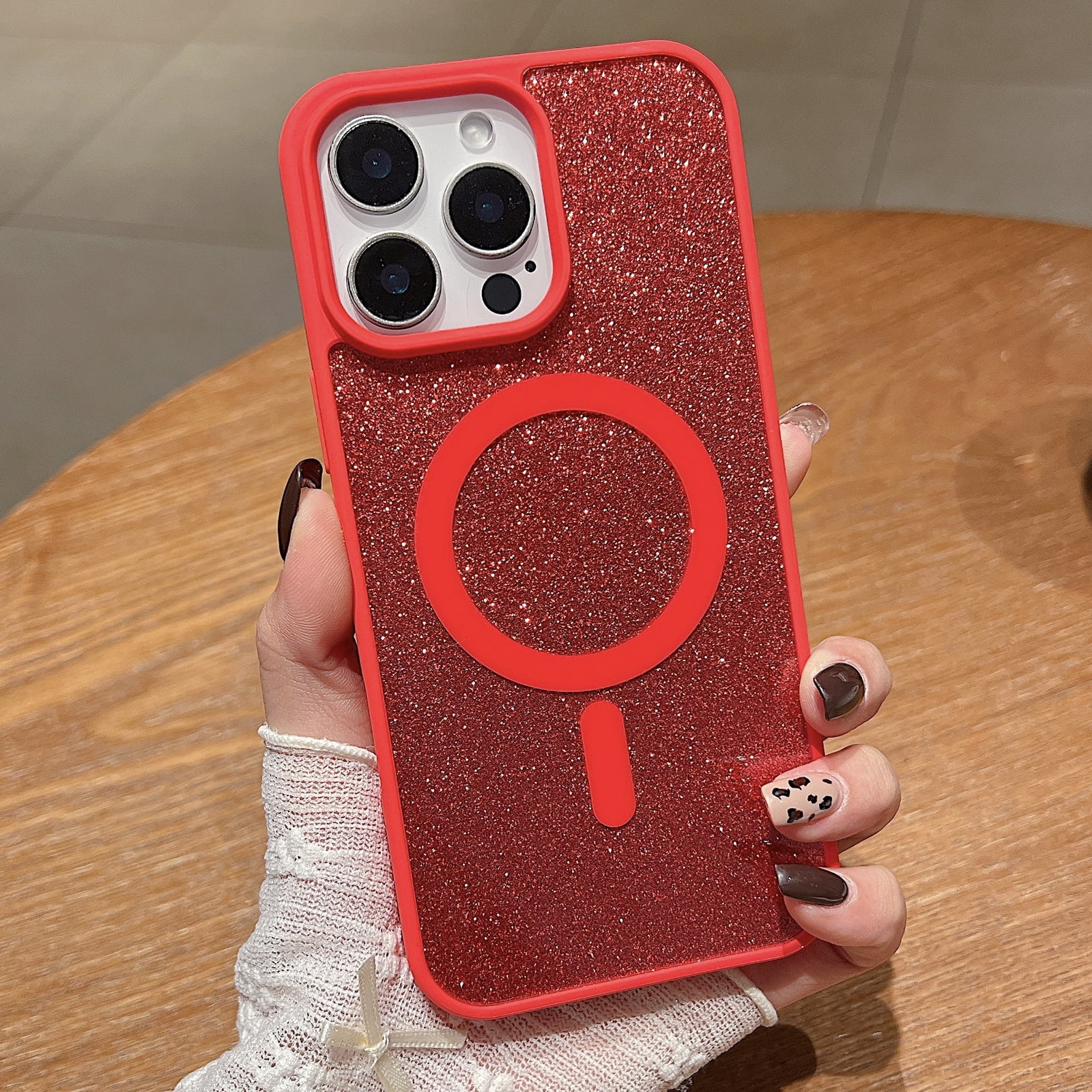 for iPhone 12 Mini Case, Sparkly Glitter Bling Back, Magnetic Support ...