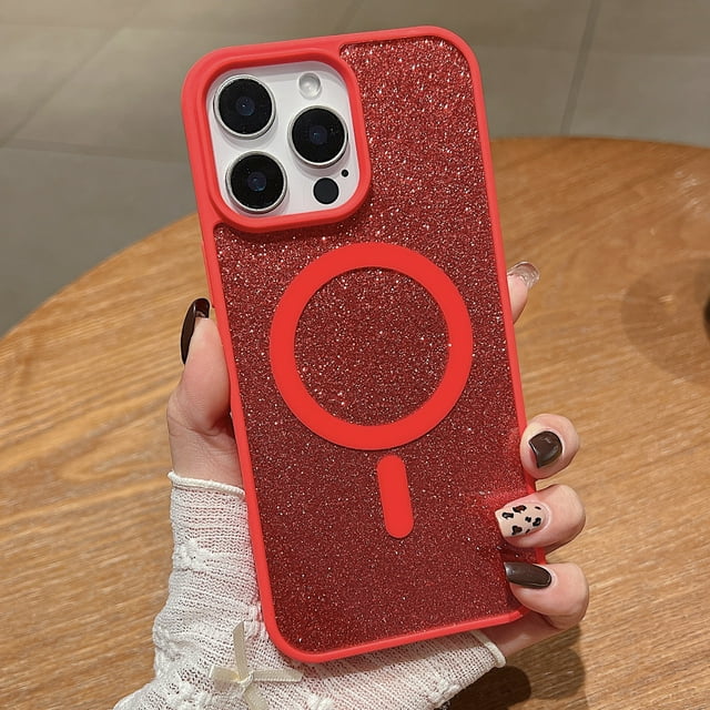 for iPhone 12 Mini Case, Sparkly Glitter Bling Back, Magnetic Support ...