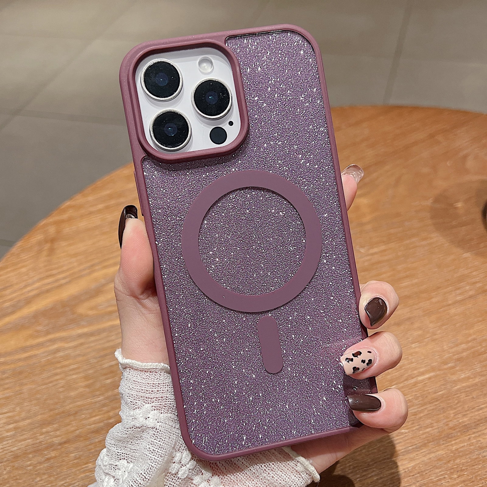 for iPhone 12 Mini Case, Sparkly Glitter Bling Back, Magnetic Support ...