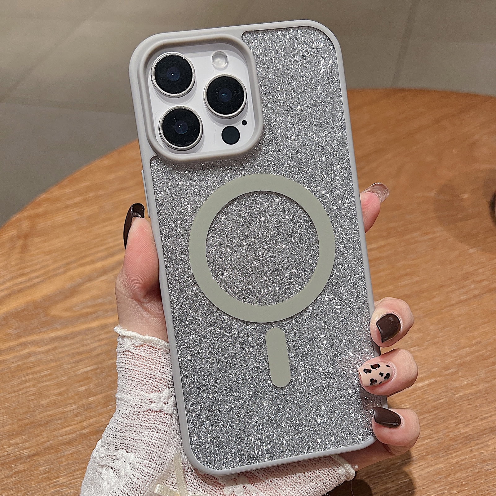 for iPhone 12 Mini Case, Sparkly Glitter Bling Back, Magnetic Support ...