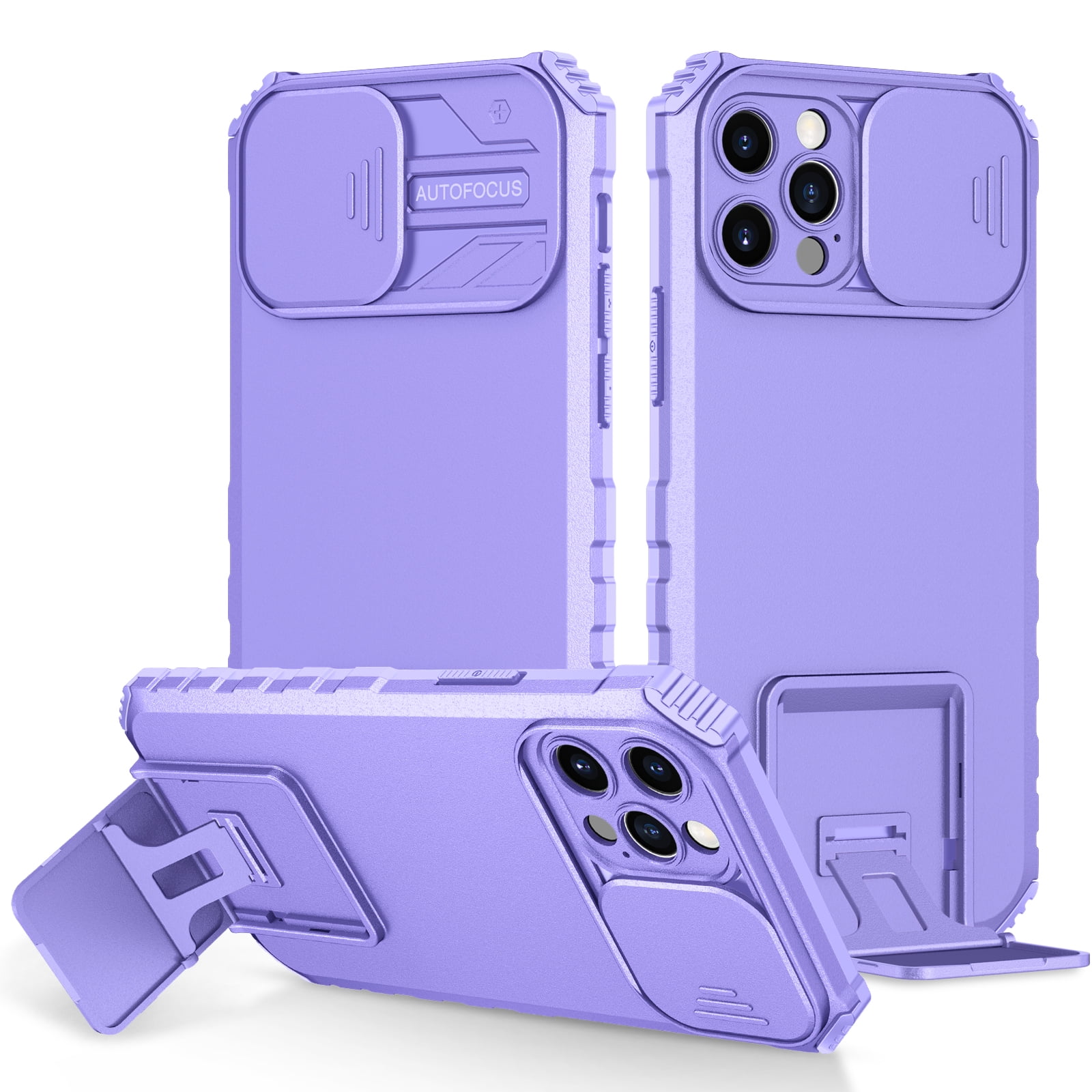 iPhone 12 Pro 6.1 inch,Shockproof Telescopic Bracket Hard PC Case with ...