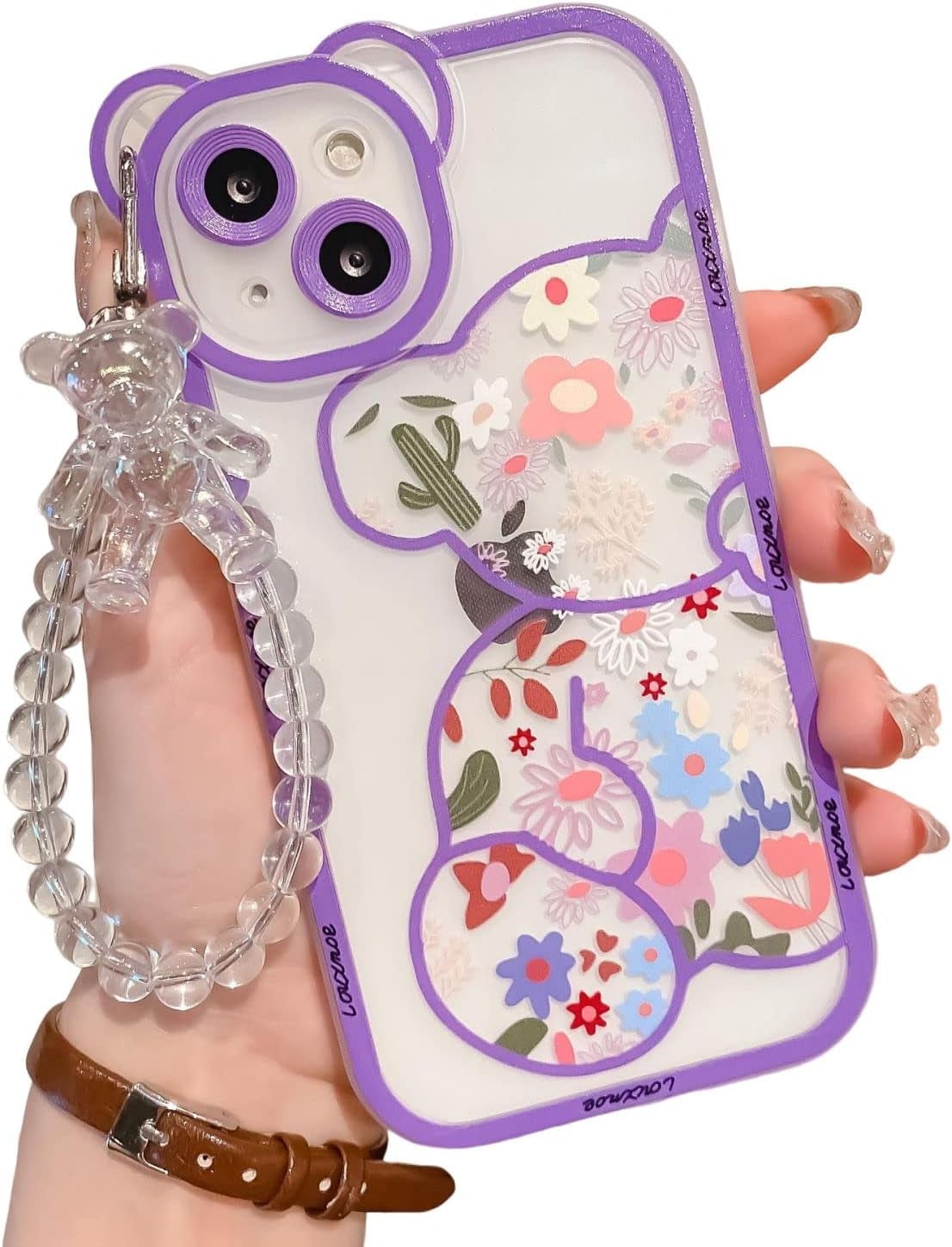 iPhone 12 Pro Case with Cute Flowers Bear Pattern, Camera Protector ...