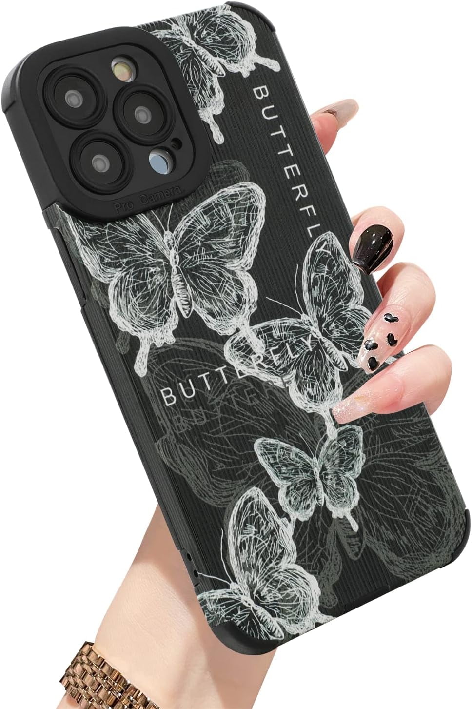 for iPhone 12 Pro Case, Cute Pattern Black Butterfly iPhone 12 Pro Case ...