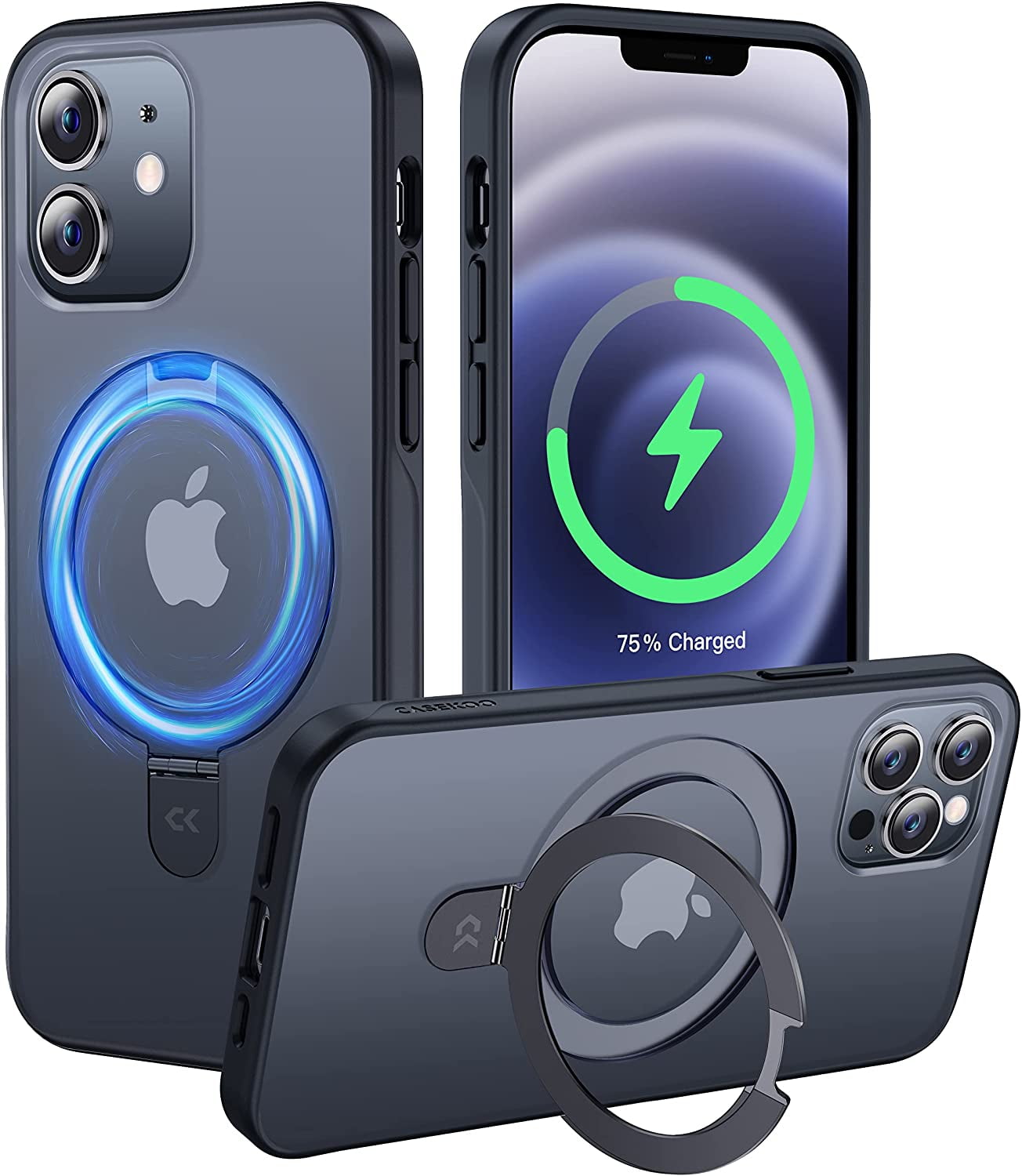 for iPhone 12 & 12 Pro Case with Magnetic Invisible Stand [Military ...