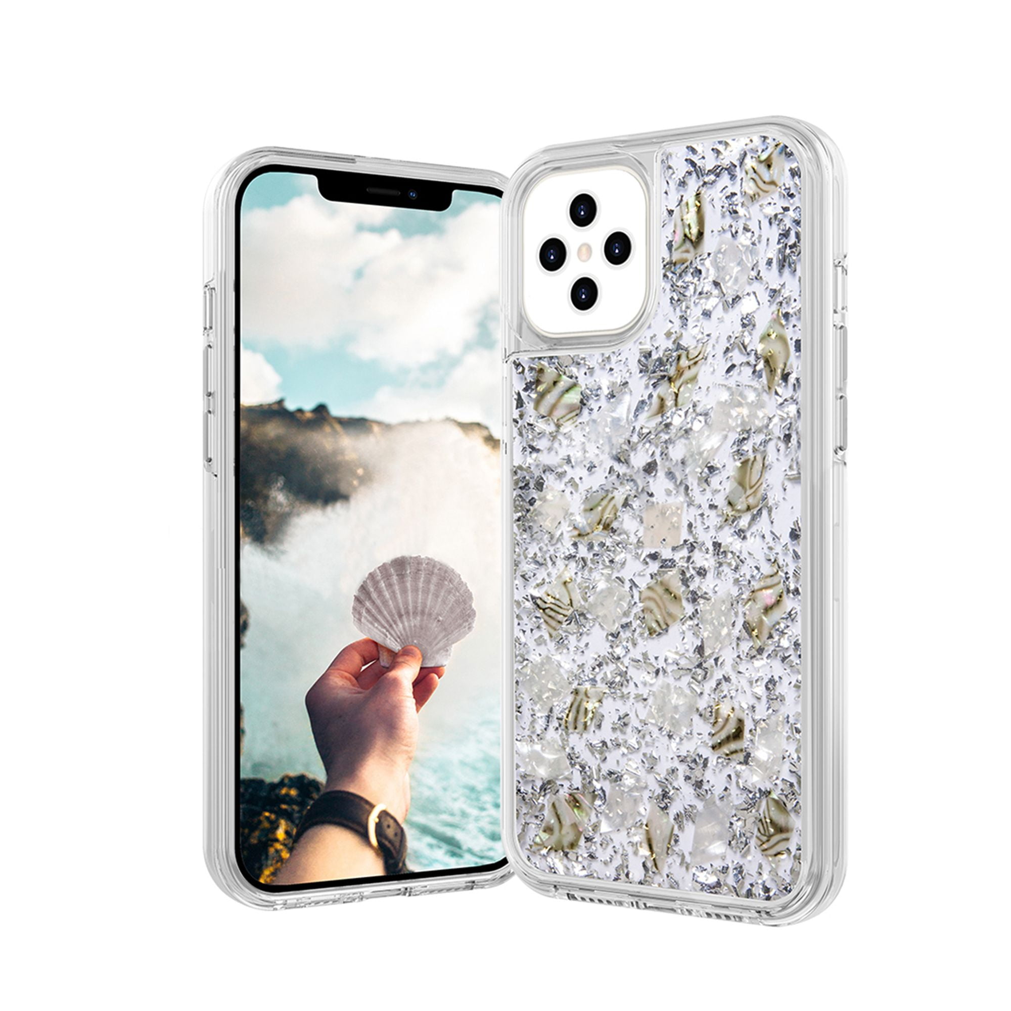 iPhone 12/Pro Case Real Sliver Shells Handmade Resin Sturdy Case ...