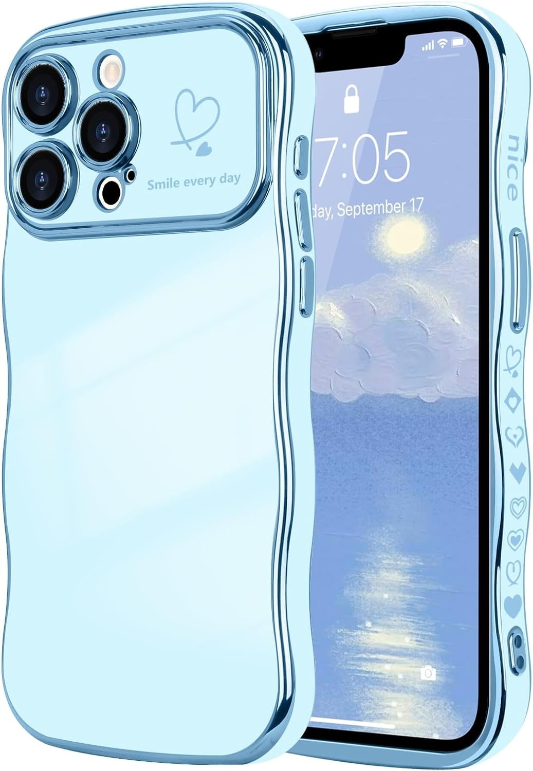 for iPhone 12 Pro Case for Women Girls, Cute Wave Frame Curly Shape ...