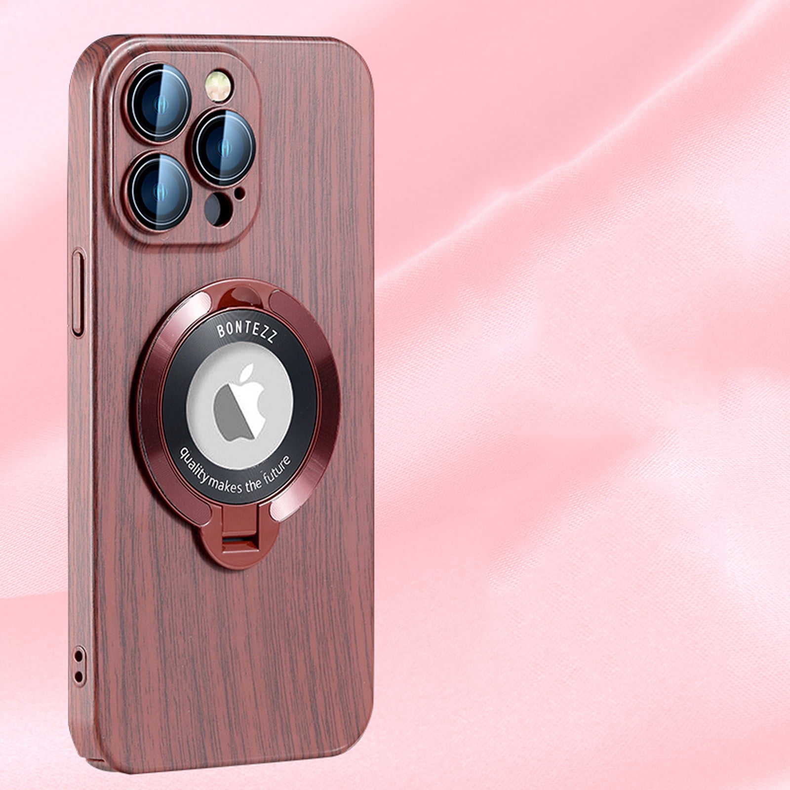 for iPhone 12 Pro Magnetic Kickstand Wooden Texture Case, Unique ...