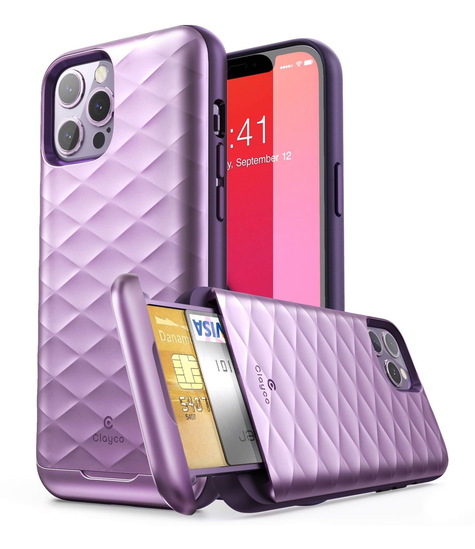 iPhone 12 Pro Max Case, Clayco [Argos Series] Slim Card Holder ...