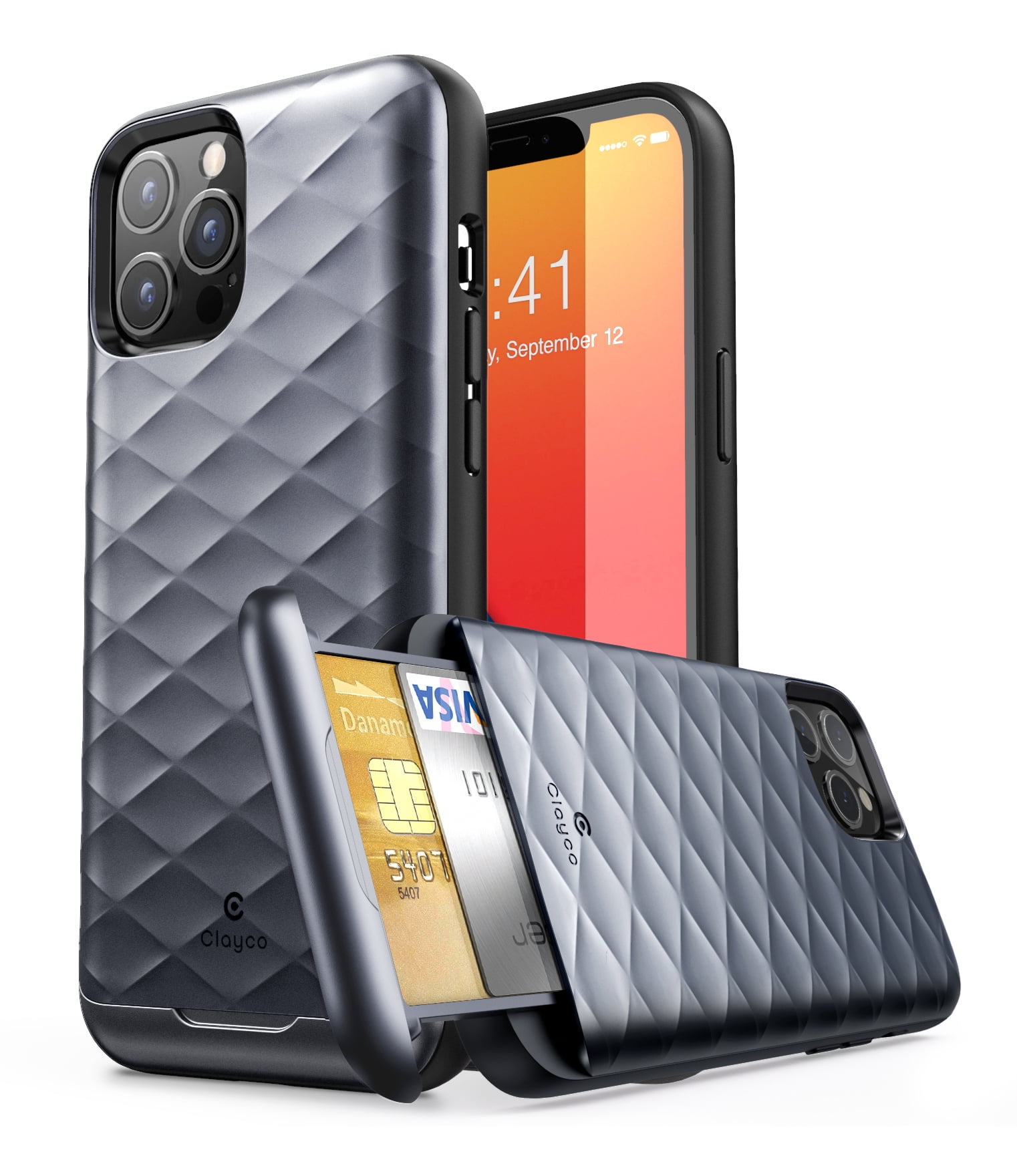 iPhone 12 Pro Max Case, Clayco [Argos Series] Slim Card Holder ...