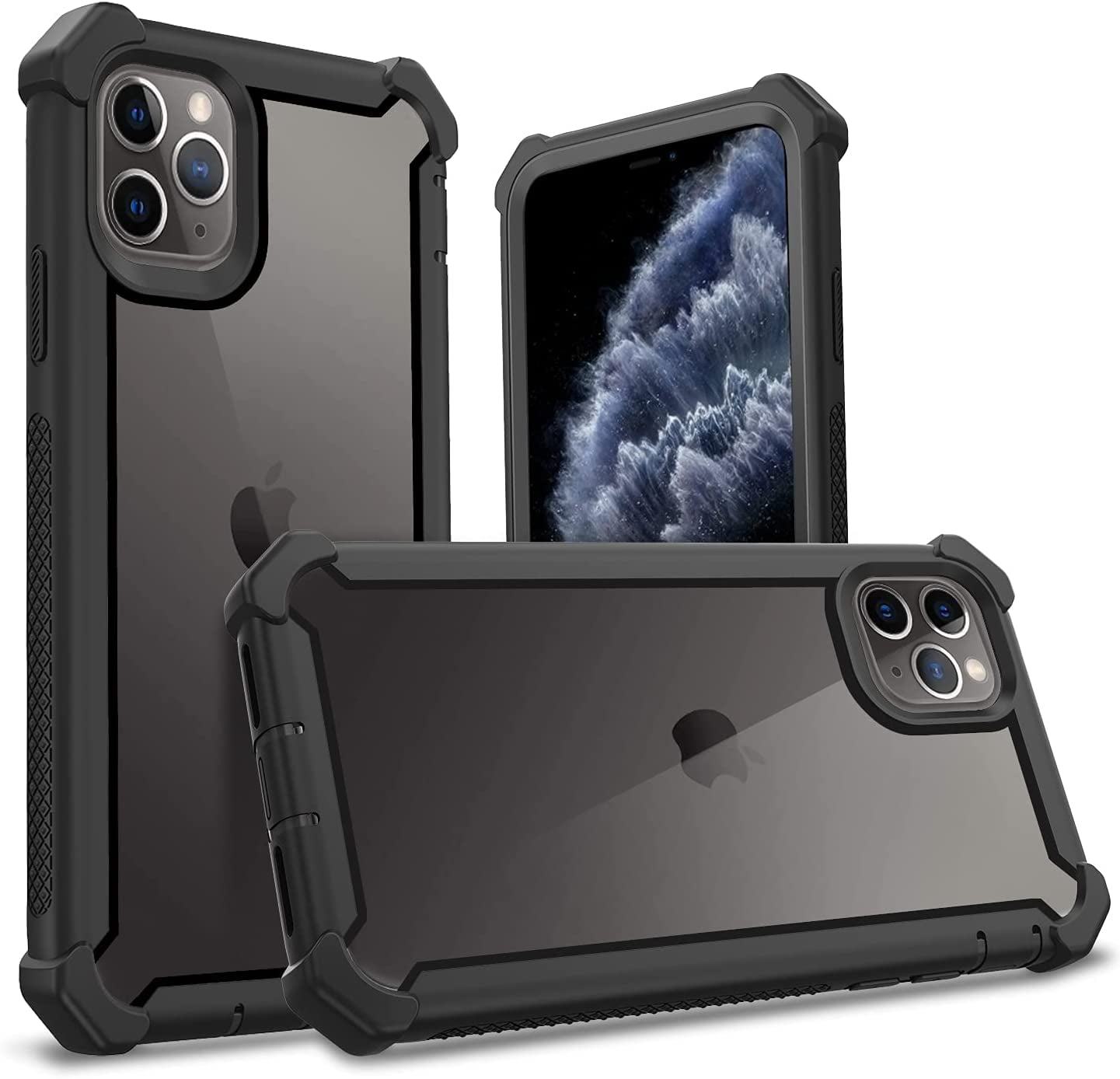 iPhone 12 Pro Max Case , [ Clear + Black ] Shockproof Heavy Duty Armor ...