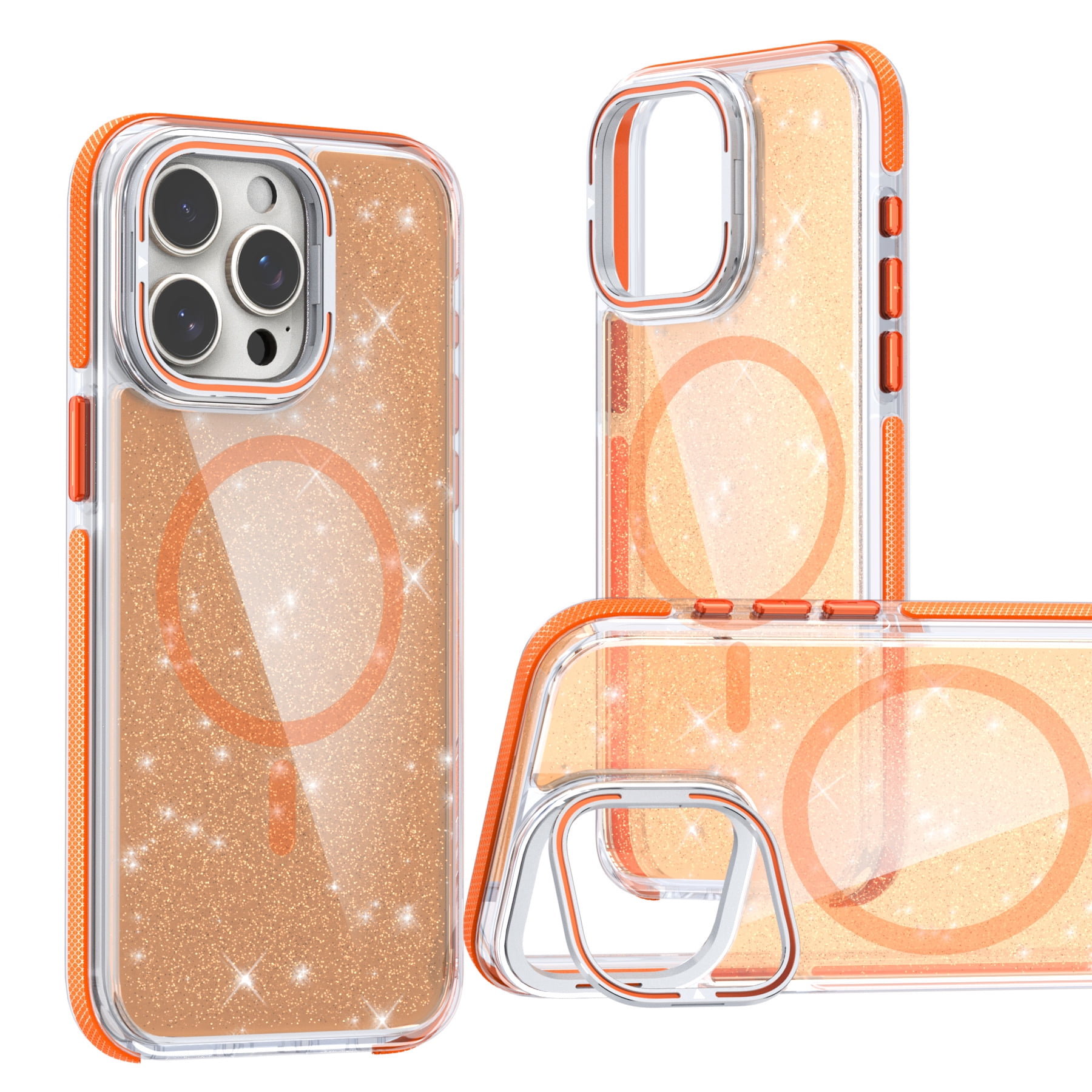 for iPhone 12 Pro Max Case Clear Bling with Camera Lens Ring Stand ...