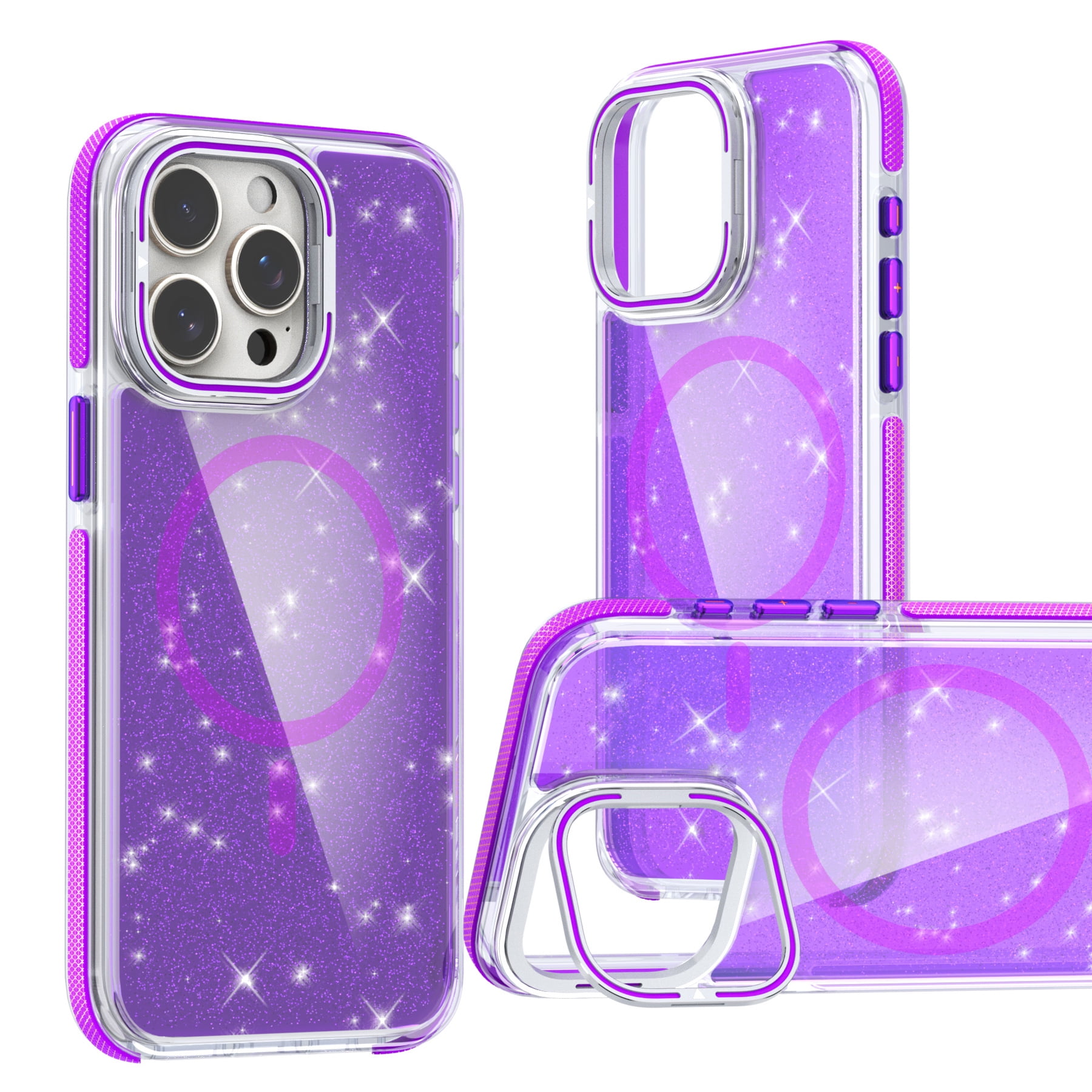 for iPhone 12 Pro Max Case Clear Bling with Camera Lens Ring Stand ...
