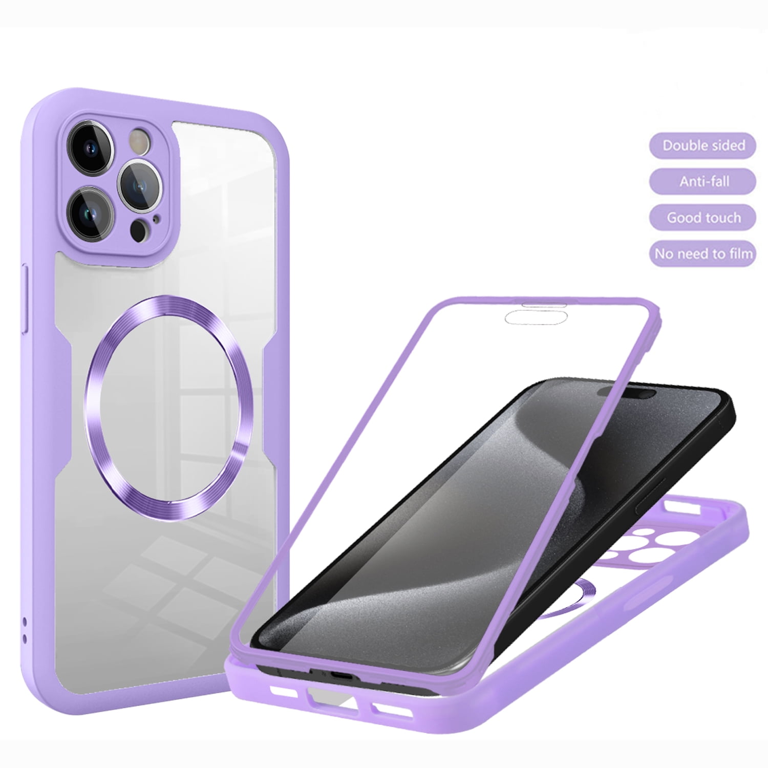 for iPhone 12 Pro Max Case Clear, Magnetic Case with Screen Protector ...