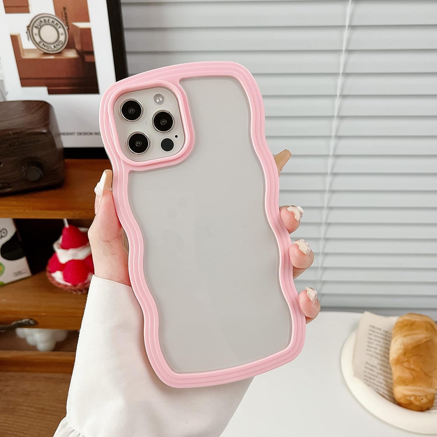 for iPhone 12 Pro Max Case, Curly Wave Frame Cute Phone Case Clear Wavy ...