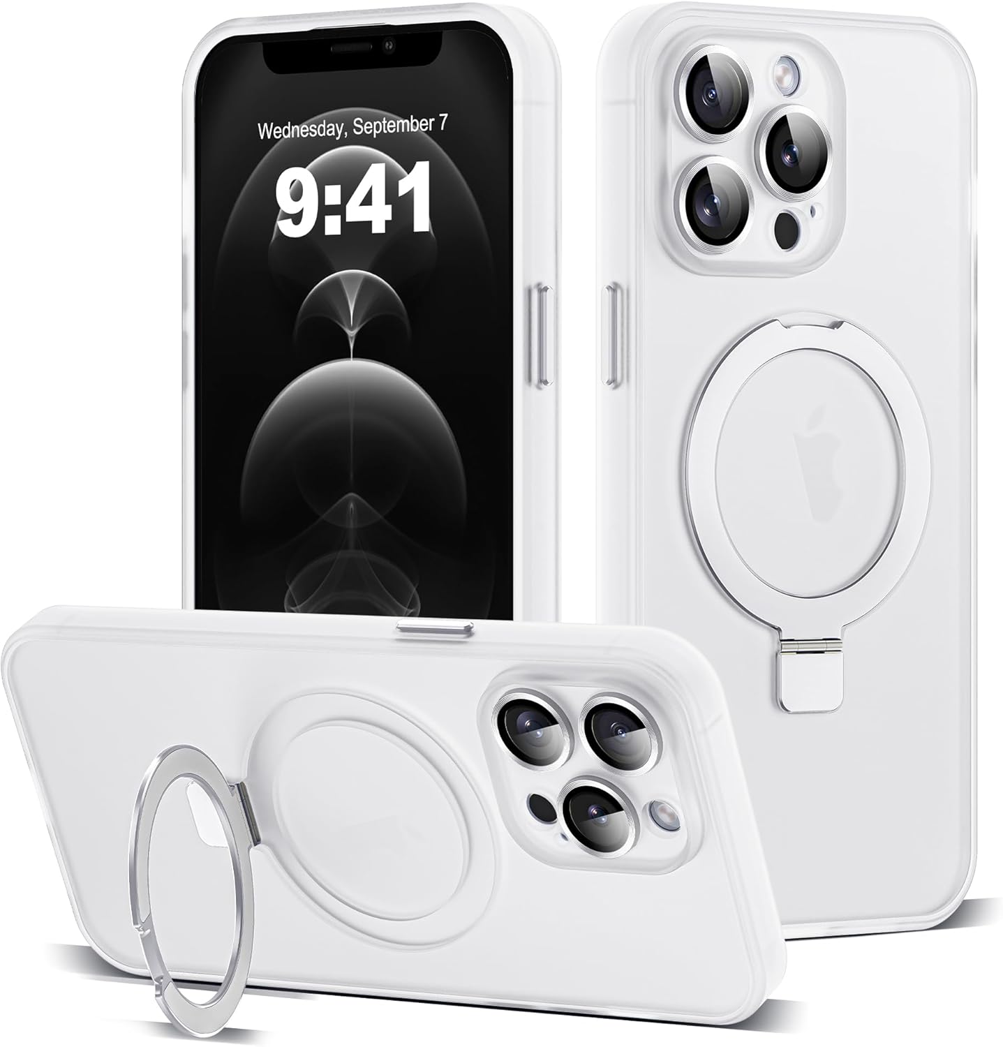 for iPhone 12 Pro Max Case with Magnetic Invisible Ring Stand Full ...