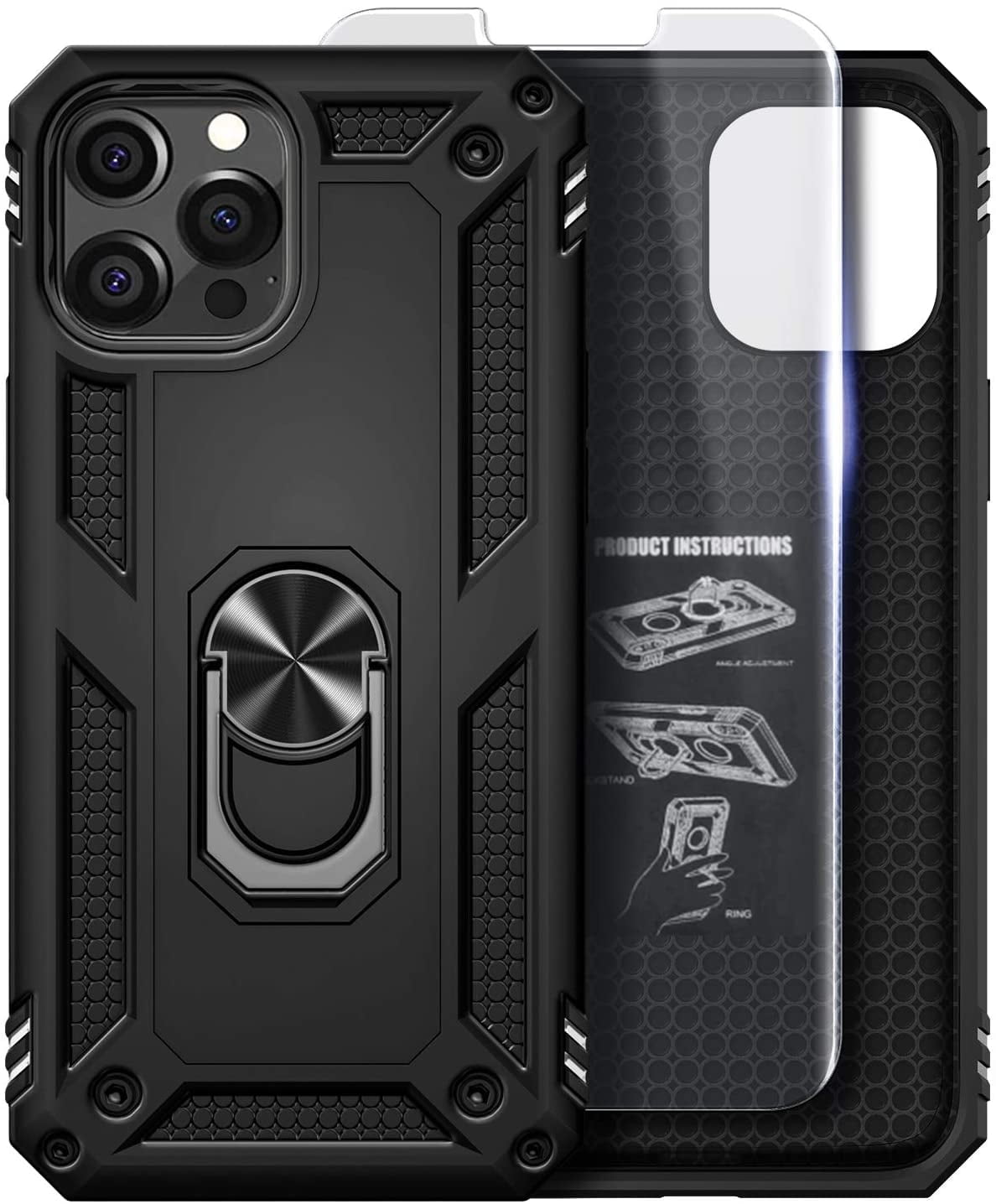 For iPhone 12 Pro Max Case with Tempered Glass Screen Protector ...