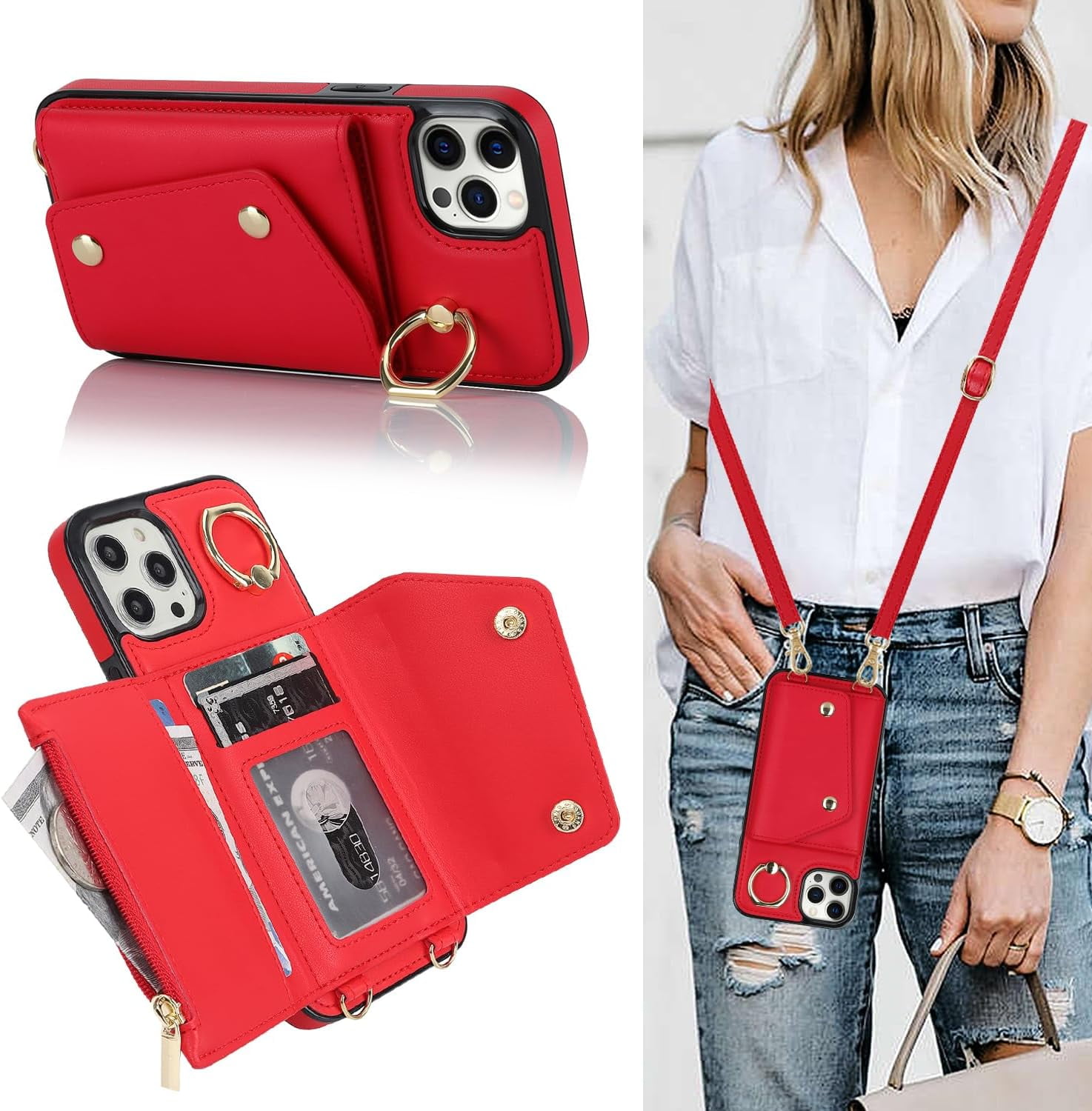 for iPhone 12 Pro Max Case Wallet with Strap for Women,Crossbody ...