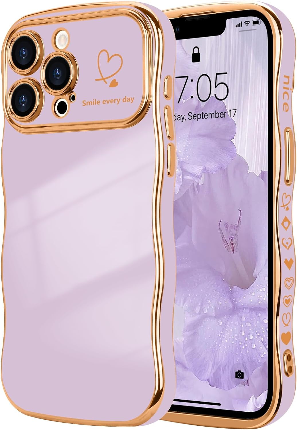 for iPhone 12 Pro Max Case for Women Girls, Cute Wave Frame Curly Shape ...