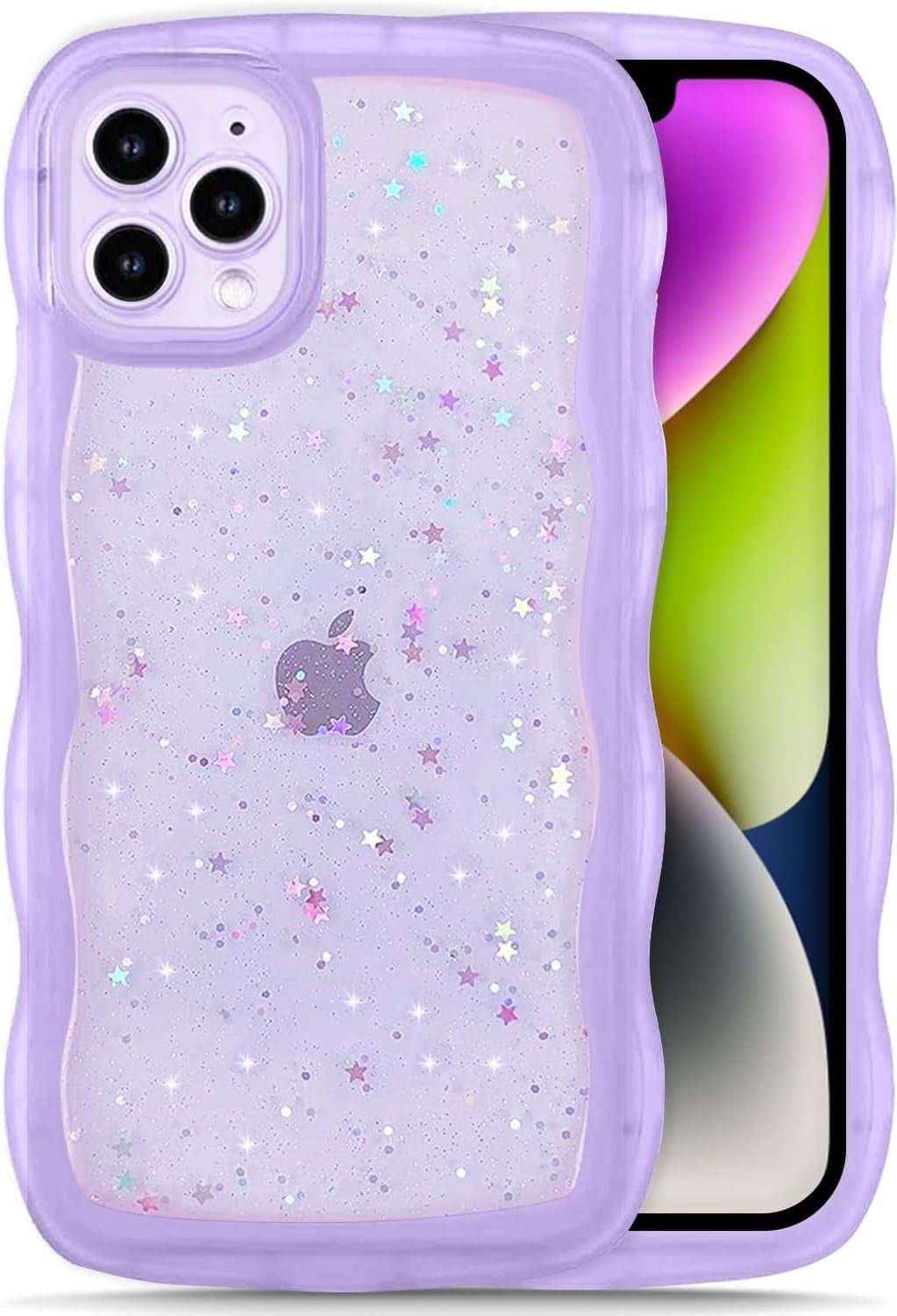 for iPhone 12 Pro Max - Curly Wave Edge Design, Transparent Bling ...