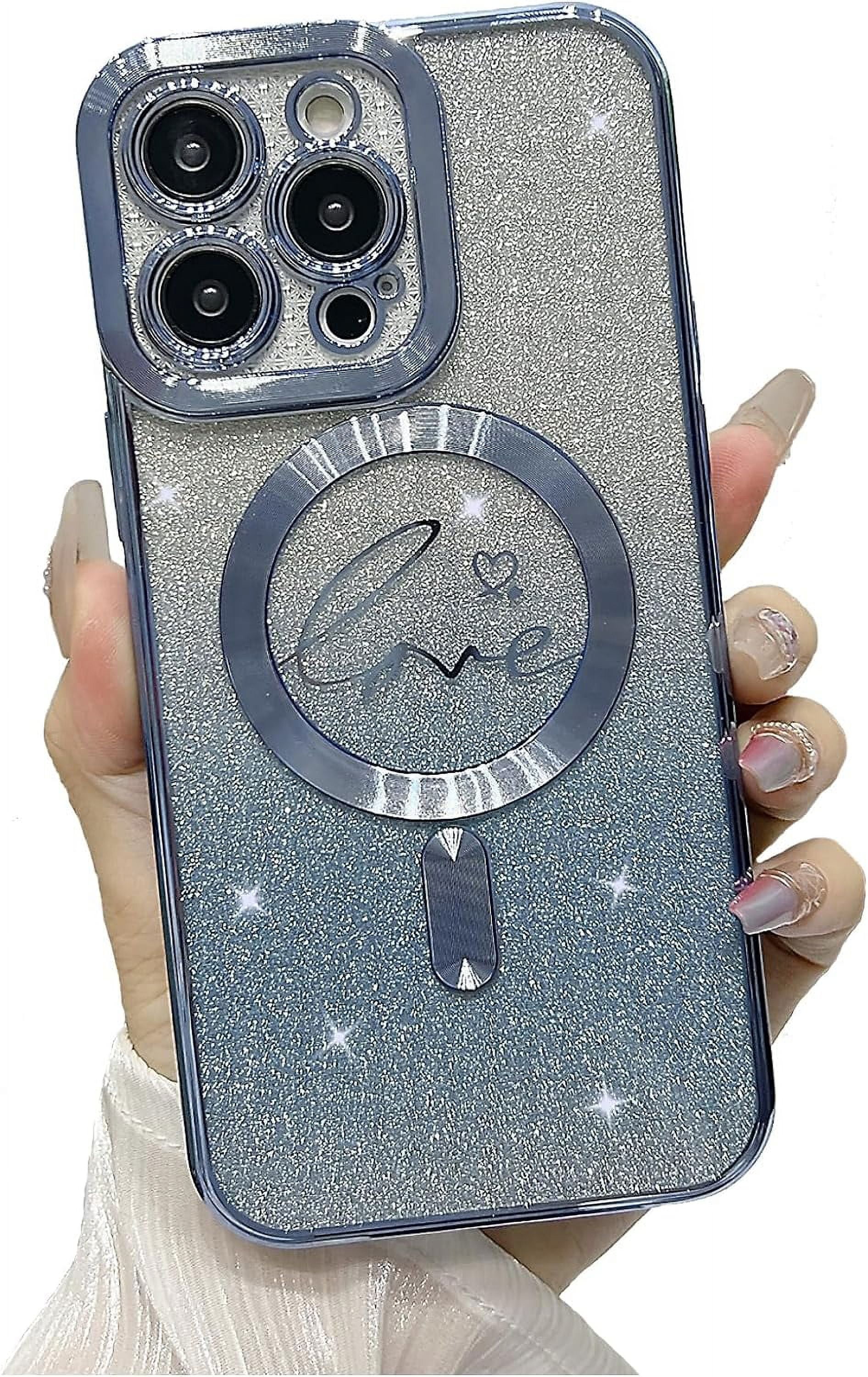 for iPhone 12 Pro Max Magnetic Case Compatible with MagSafe, Luxury Love Heart Pattern Plating ...