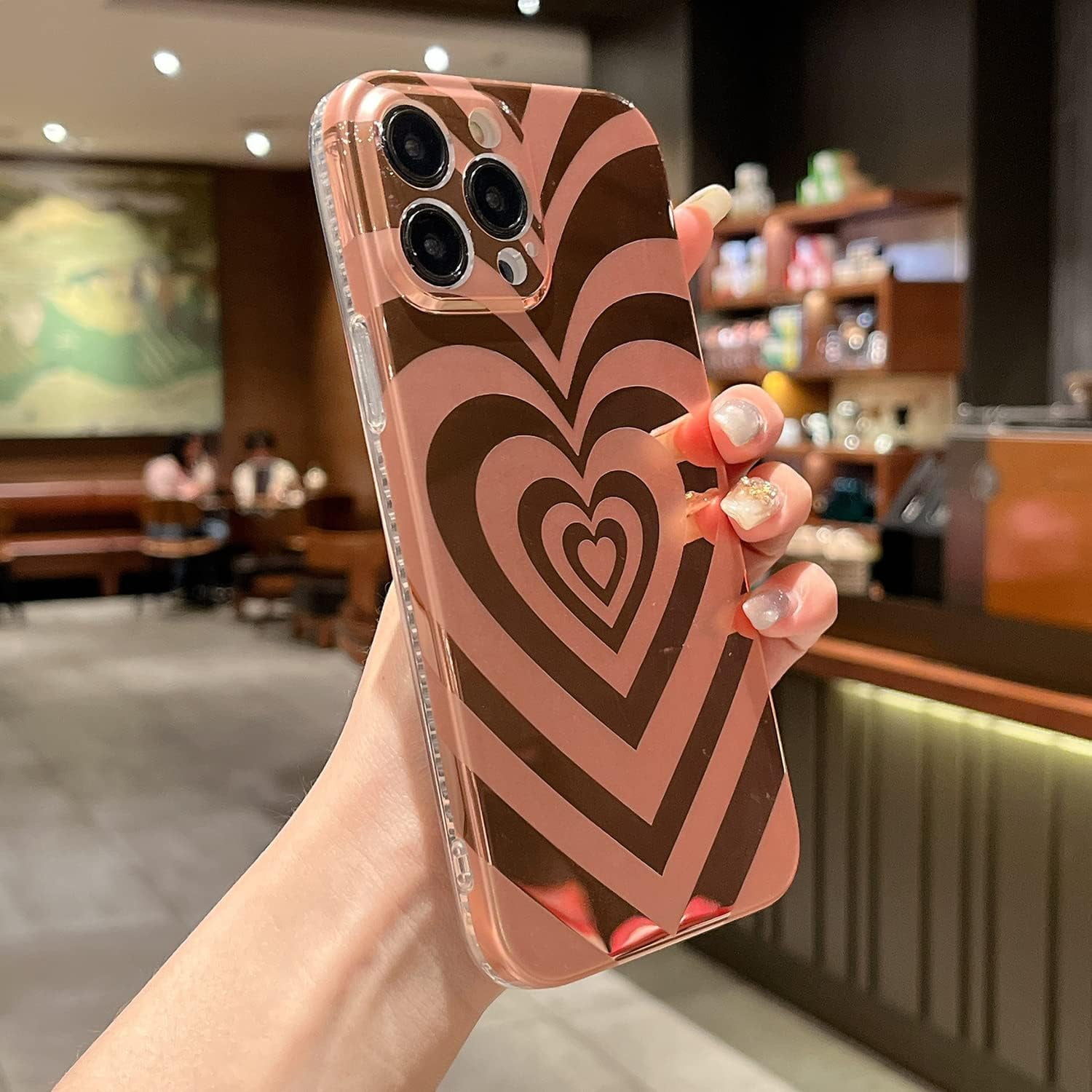 for iPhone 12 Pro Max Phone Case, Fashion Cute Love Heart Water Ripple ...