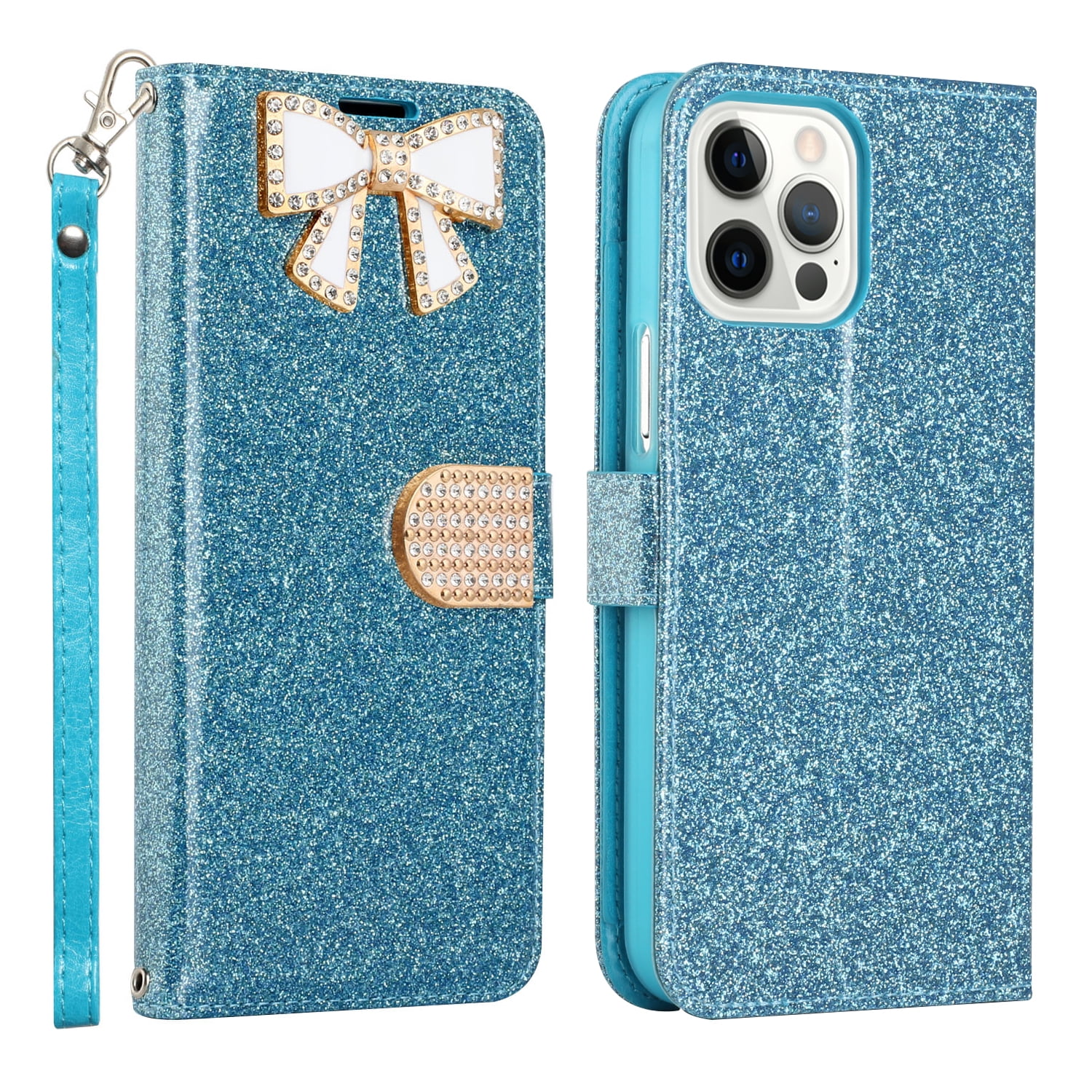 iPhone 12 Pro Max Phone Case, Full Protection Sparkle Diamond Kickstand ...