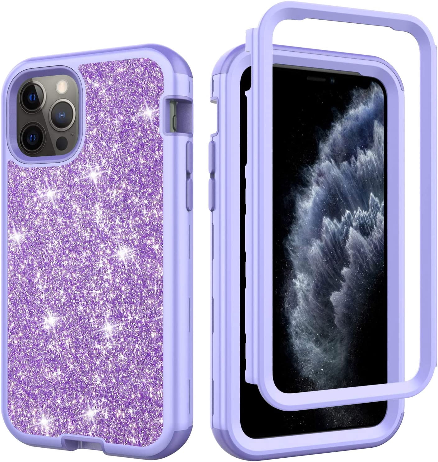 for iPhone 12 Pro Max Women Girls Glitter Case Luxury Bling Heavy Duty ...