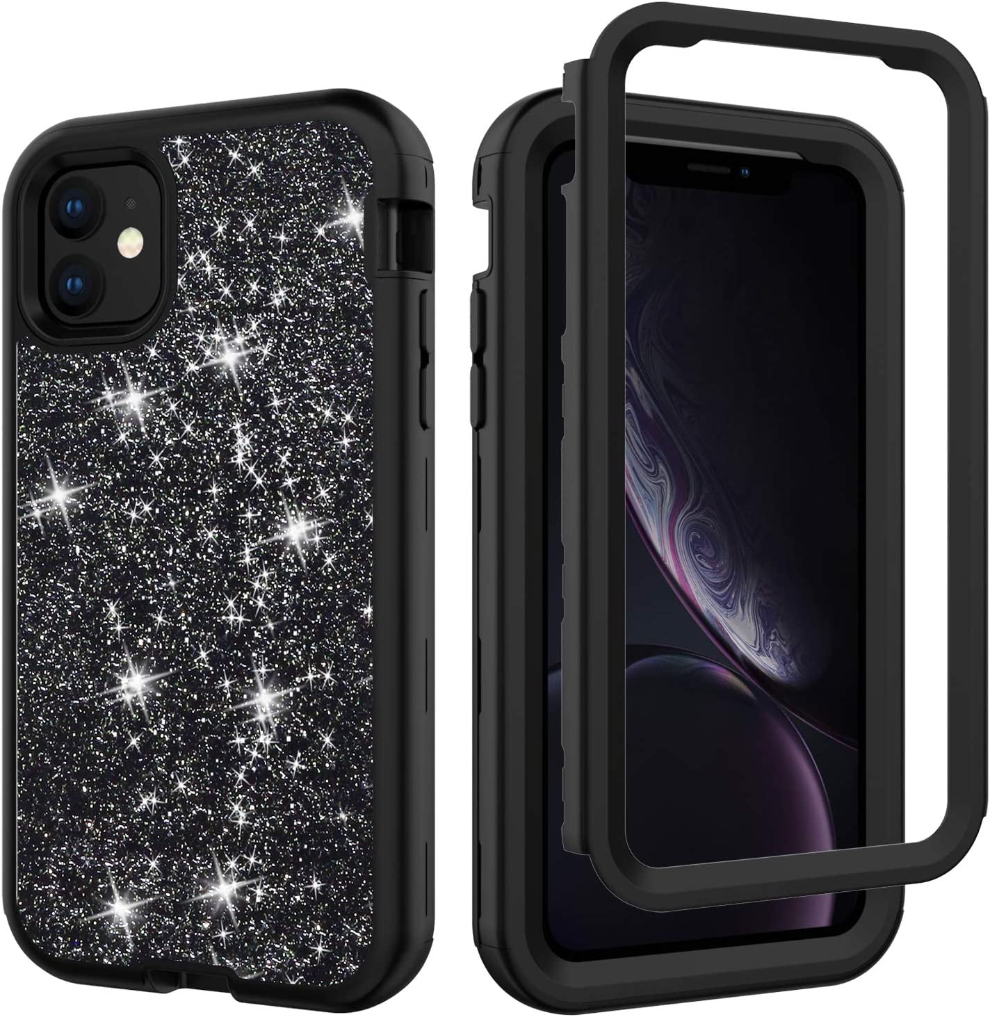 for iPhone 12 Women Girls Glitter Case Luxury Bling Heavy Duty Dual ...