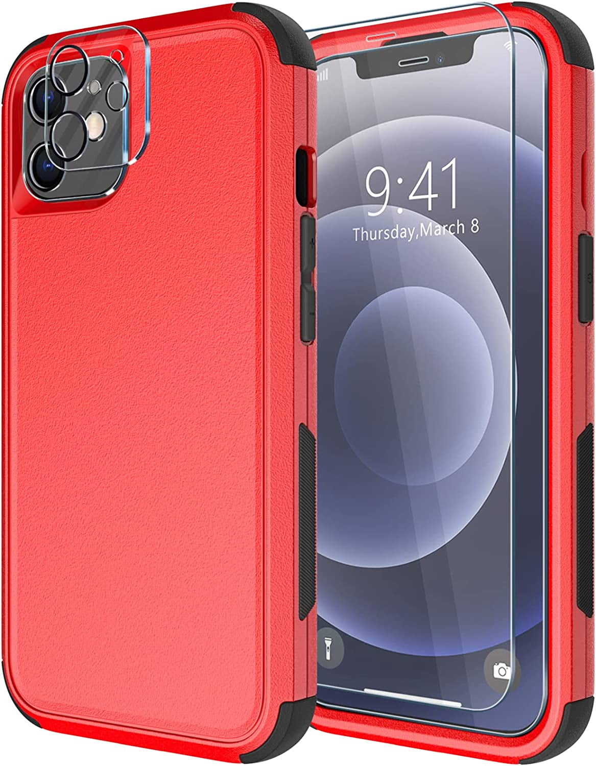 for iPhone 12 case [Shockproof] [Dropproof] [Tempered Glass Screen ...