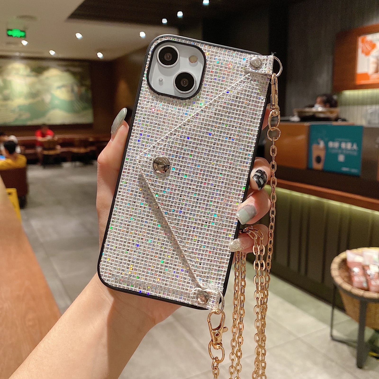 for iPhone 13 Bling Glitter Diamond Phone Case with Card Holder and ...