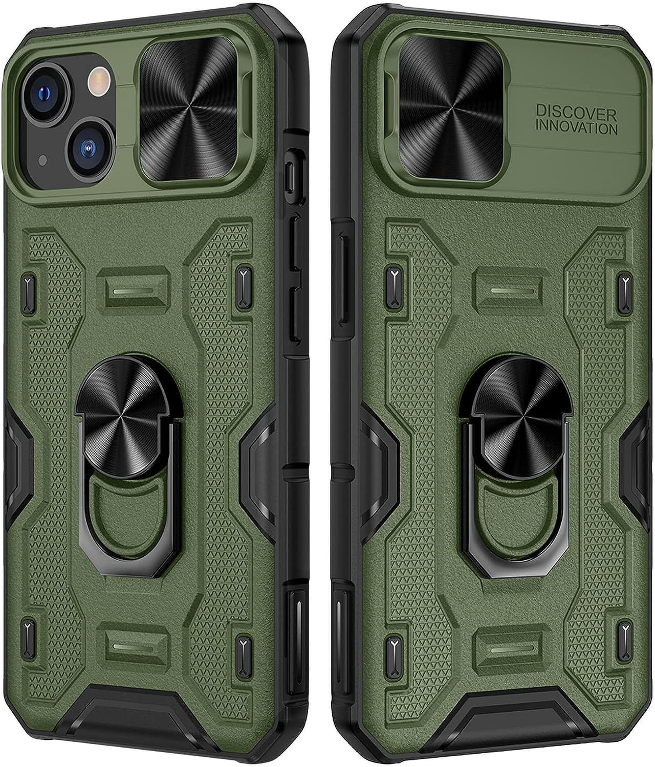 iPhone 13 Case, iPhone 14 Kickstand Case with Slide Lens Cover, Built ...