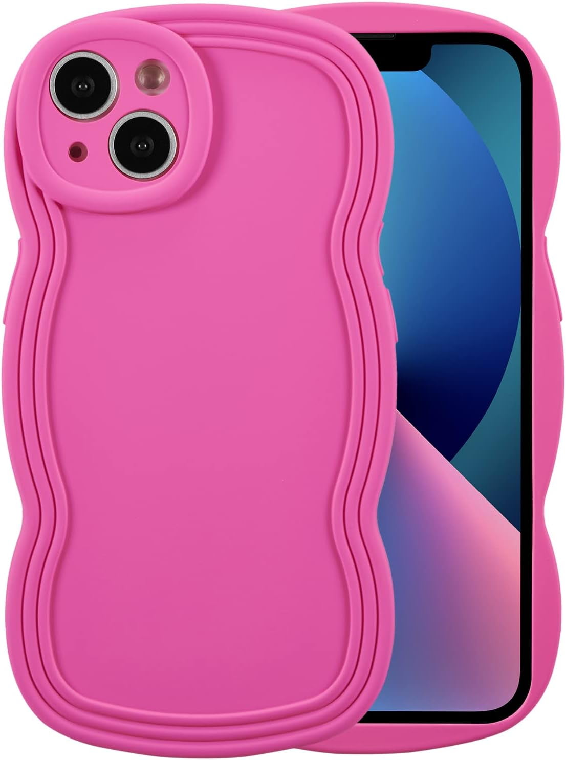 for iPhone 13 Case 6.1 Inch Curly Wave Frame Phone Case Cute Design ...