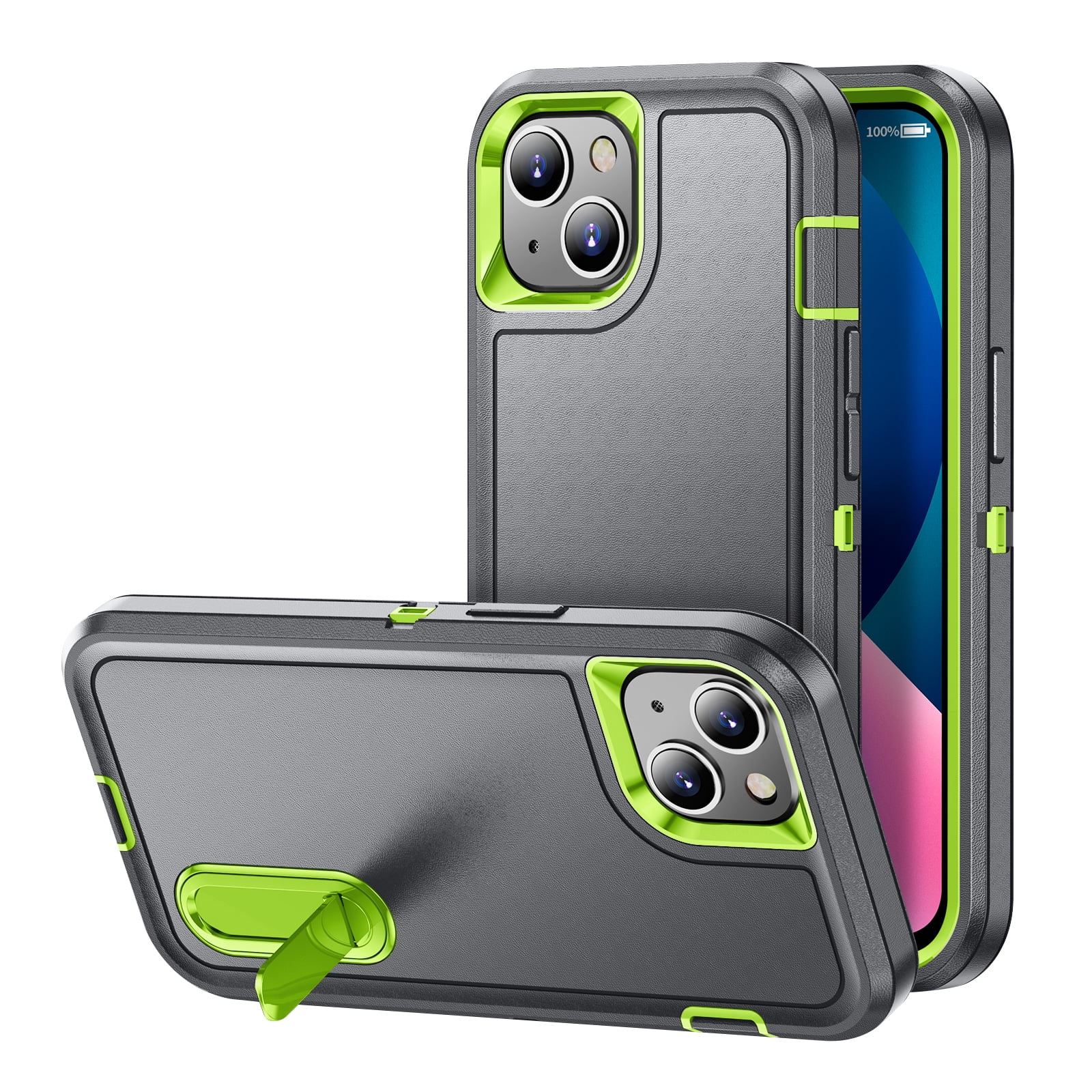 iPhone 13 Case with Built-in Metal Kickstand, Dteck 3-Layer Full Body ...