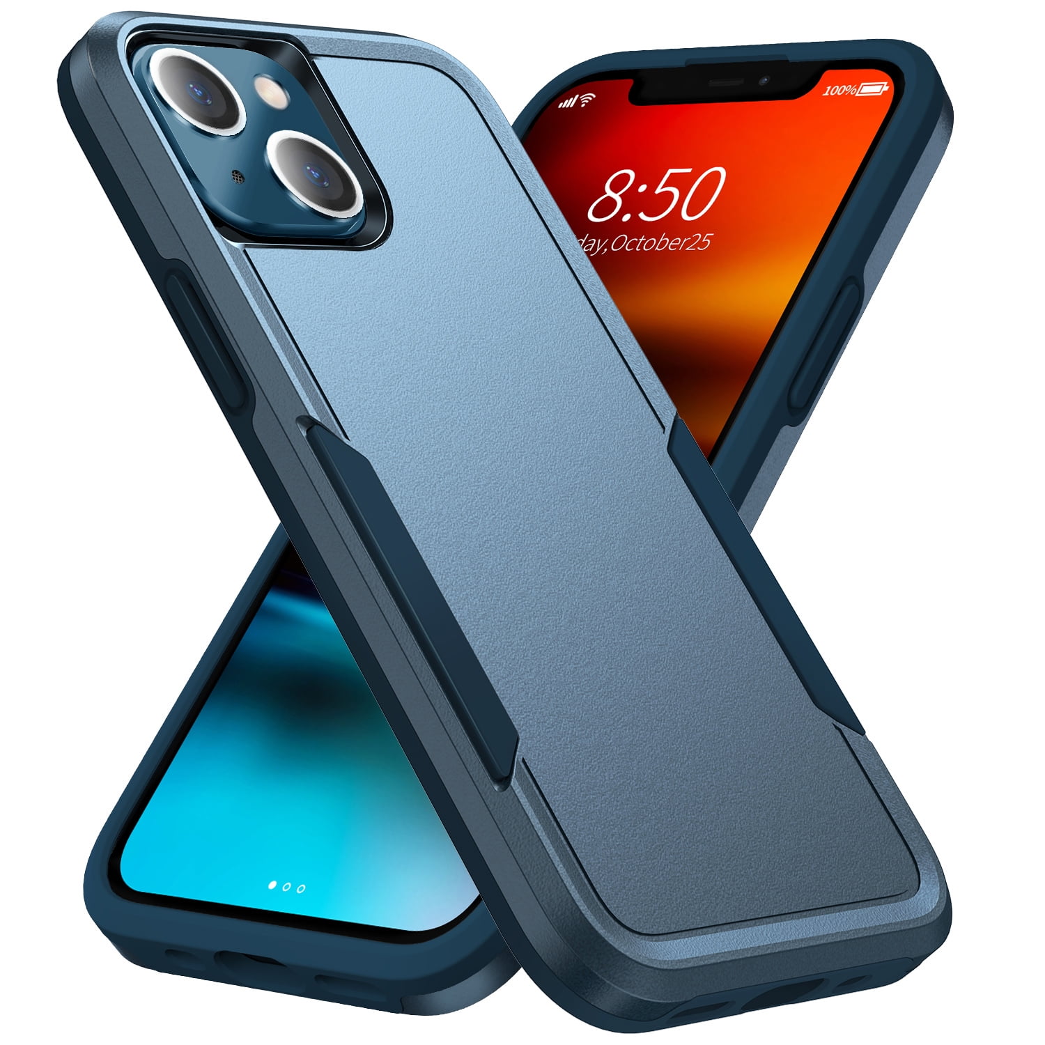 for iPhone 13 Case, Dual Layers Shell Hard PC + Soft TPU Back Shell ...