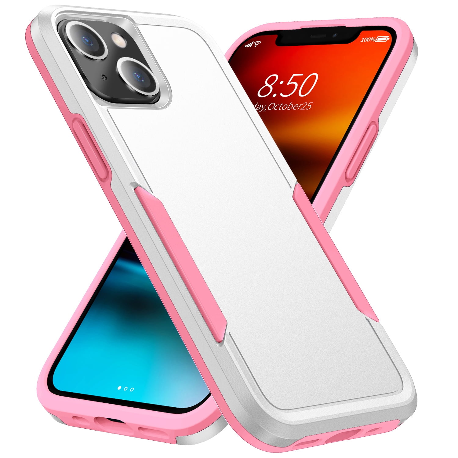 for iPhone 13 Case, Dual Layers Shell Hard PC + Soft TPU Back Shell ...