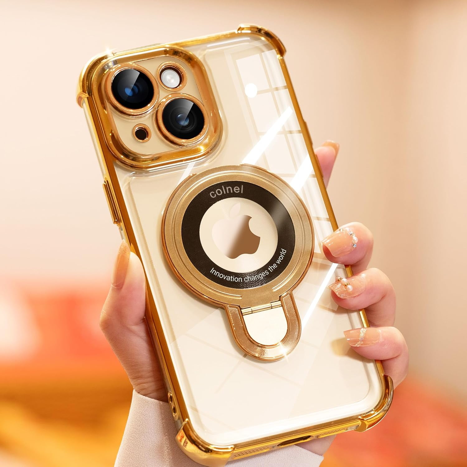 for iPhone 13 Case with Integrated Lens Protection, [Foldable Stand ...