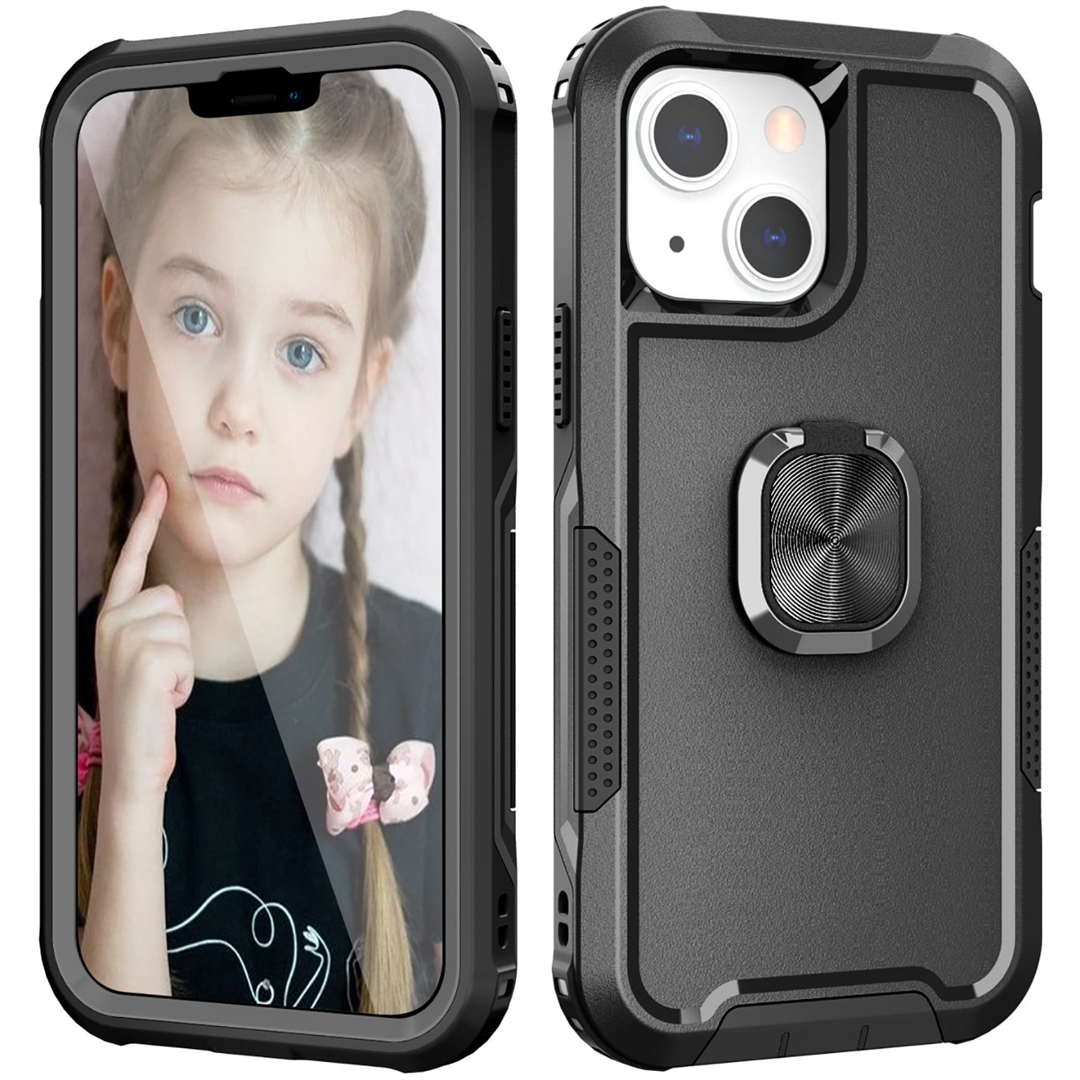 for iPhone 13 Case, Rugged Shockproof Heavy Duty Soft TPU Rubber Bumper ...