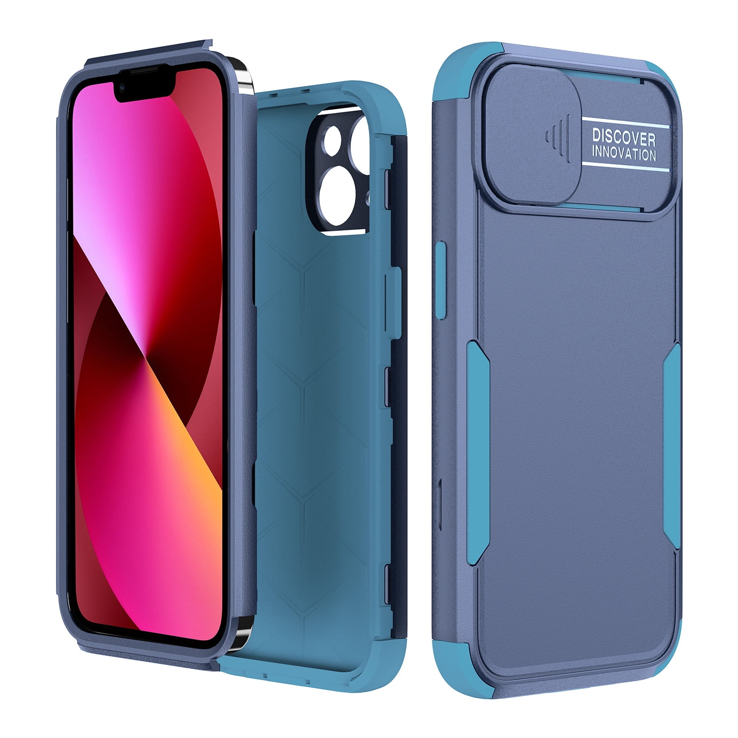 iPhone 13 Case with Slide Camera Lens Protector, Dteck Heavy Duty ...