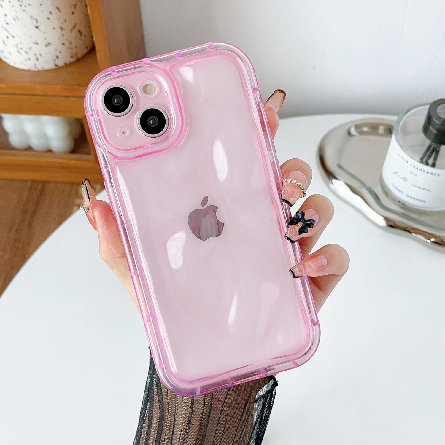 for iPhone 13 Case,Transparent Clear Candy Color 3D Meteorite Pattern ...