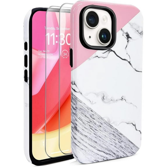 for iPhone 13 Case,iPhone 14 Case 6.1" with 2 Tempered Glass Screen ...