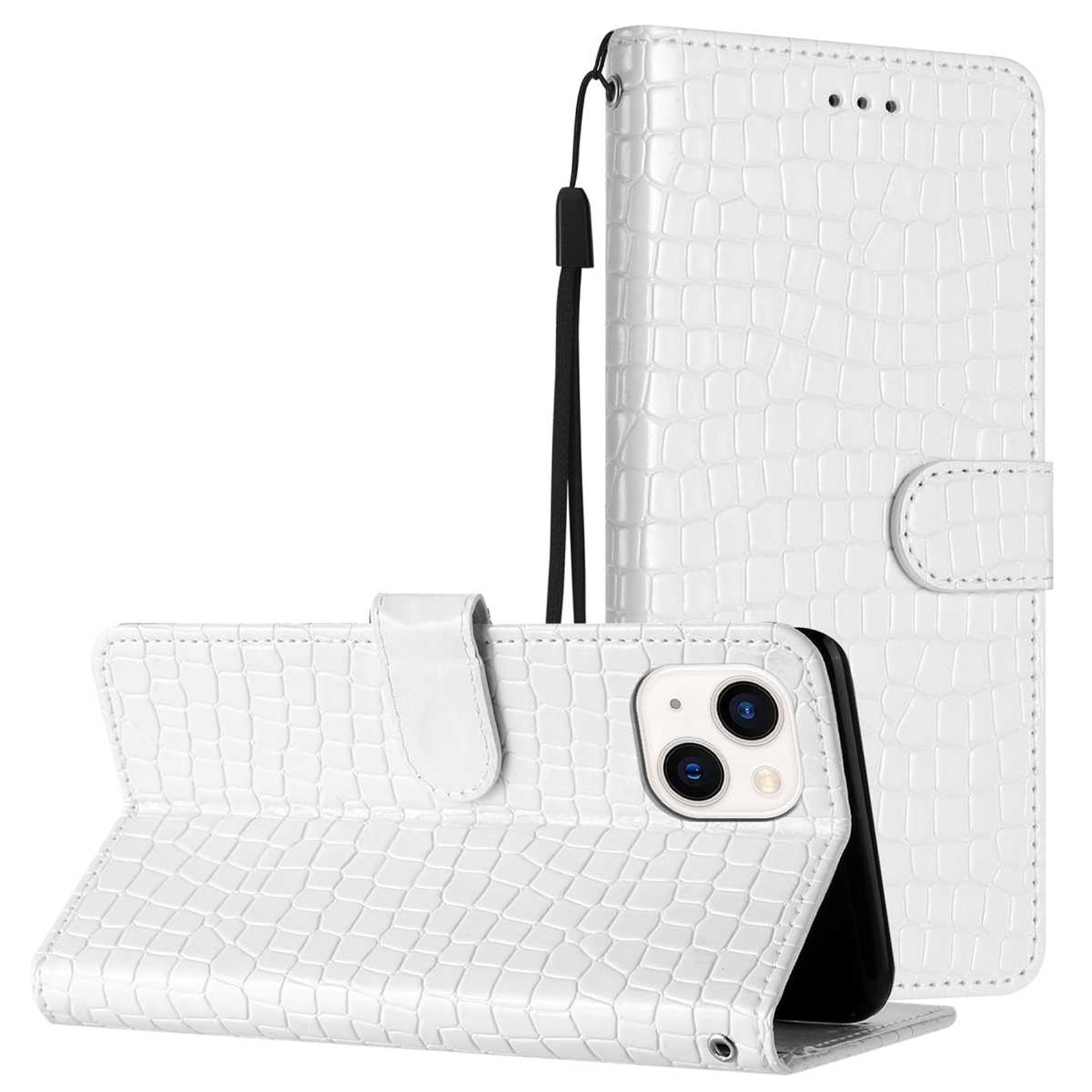 for iPhone 13 Crocodile Texture Faux Leather Wallet Case, with Credit ...